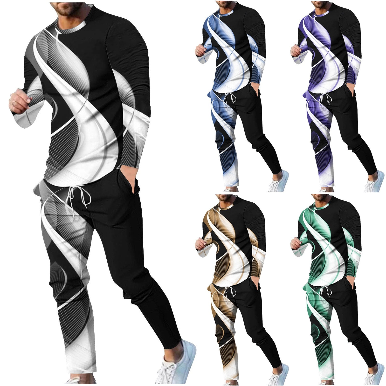 VBTAPA Men's 2 Piece Outfits Big and Tall Casual Tracksuit 3D Printed ...