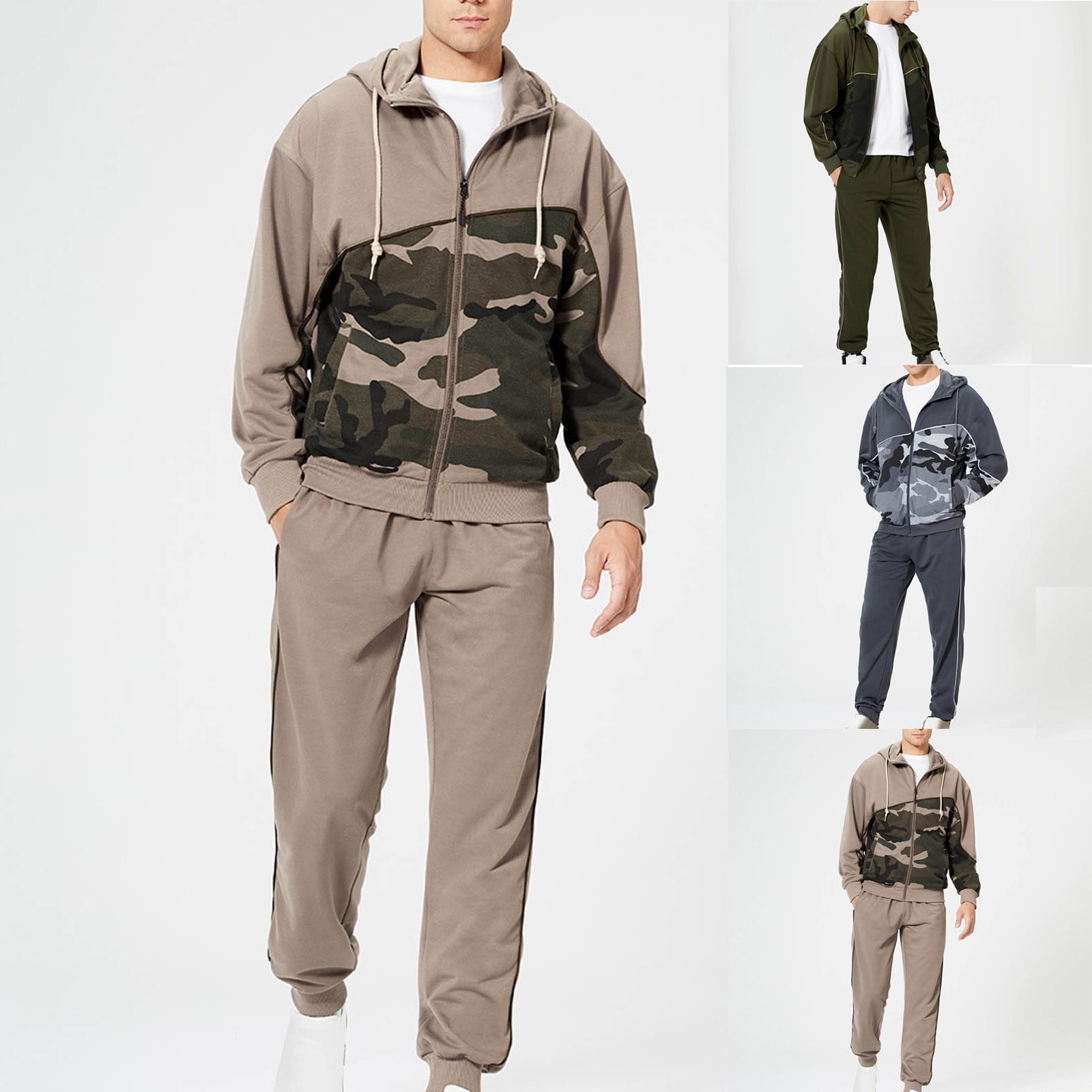 VBTAPA Men's Camo Tracksuit 2 Piece Hooded Athletic Sweatsuits Long ...