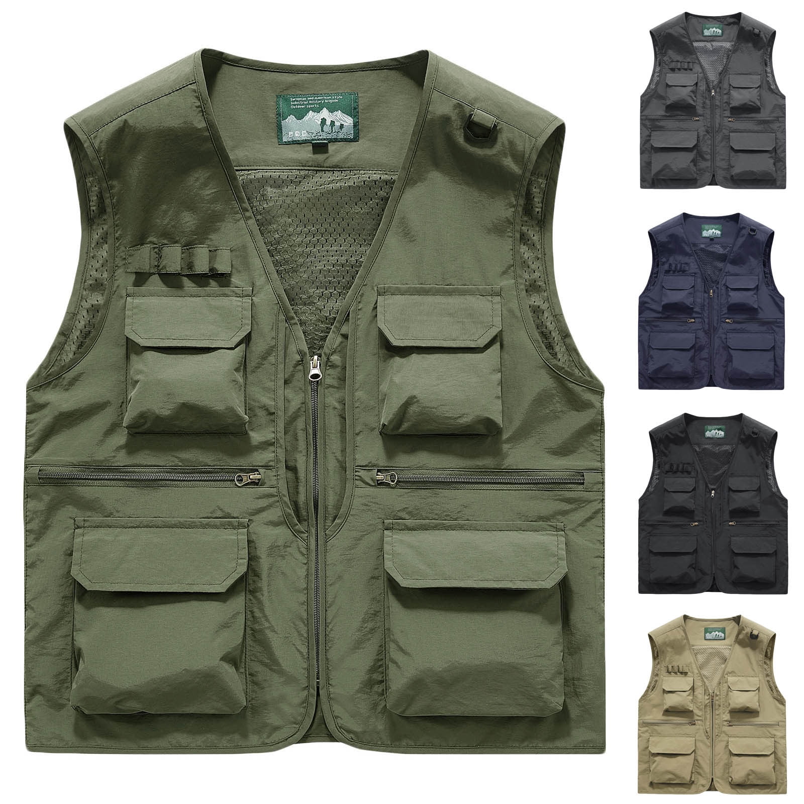 VBTAPA Men's Cargo Vests Multi Pocket Hiking Work Vest Jacket ...
