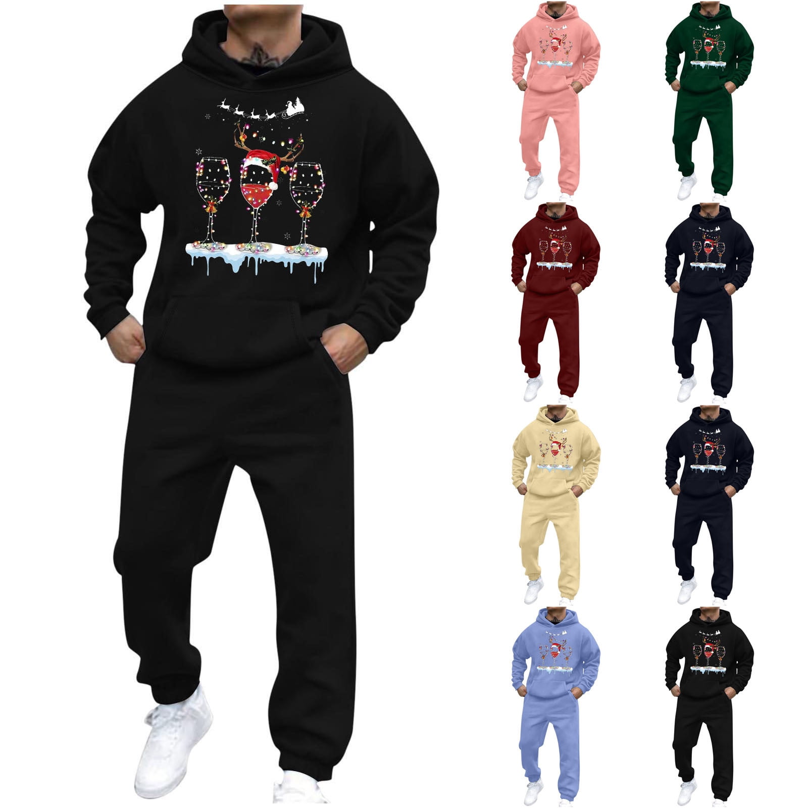 VBTAPA Men's Christmas Tracksuit 2 Piece Outfits Gym Hoodies Sweatpants ...