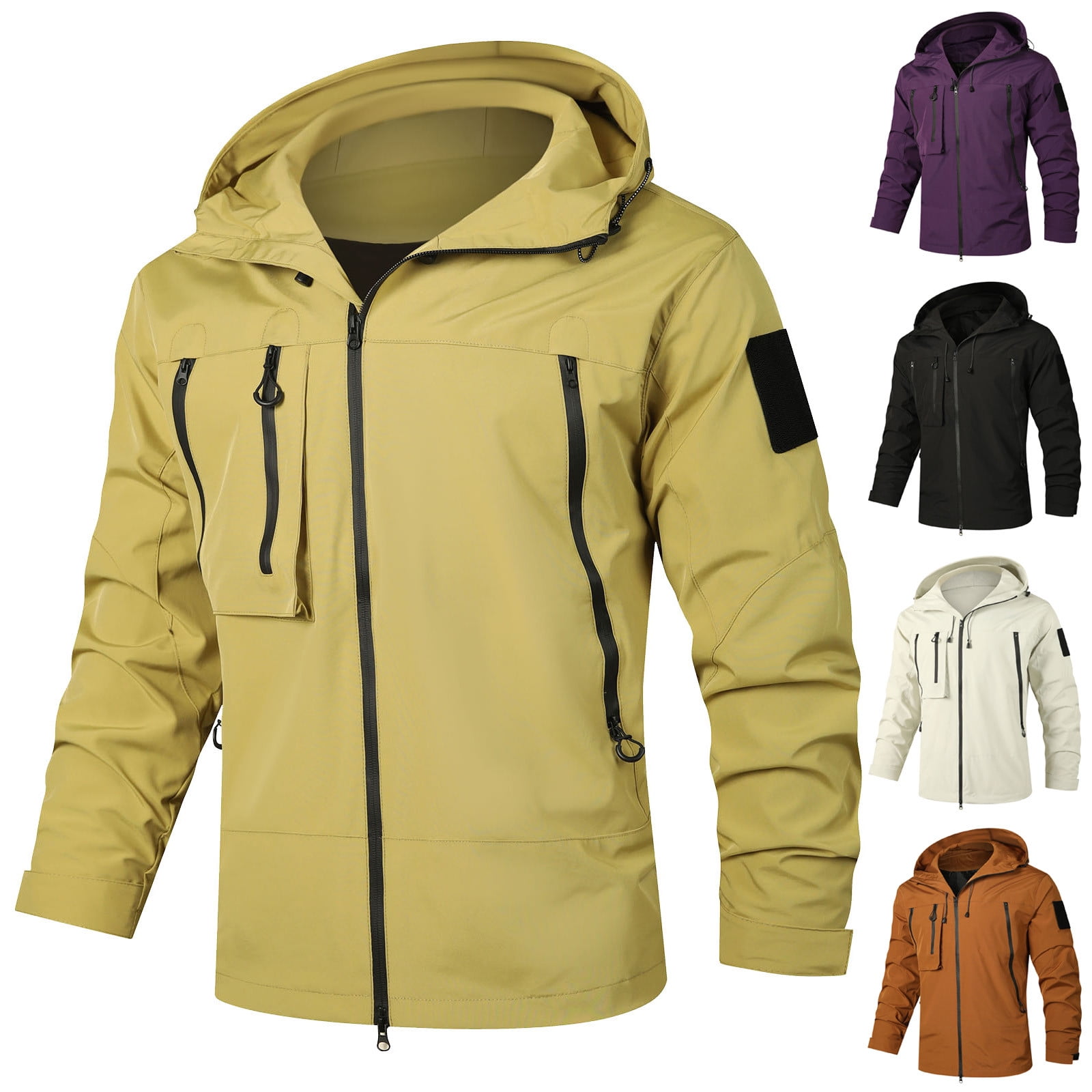 VBTAPA Men's Hooded Softshell Jacket Outdoor Waterproof Rain Coat ...