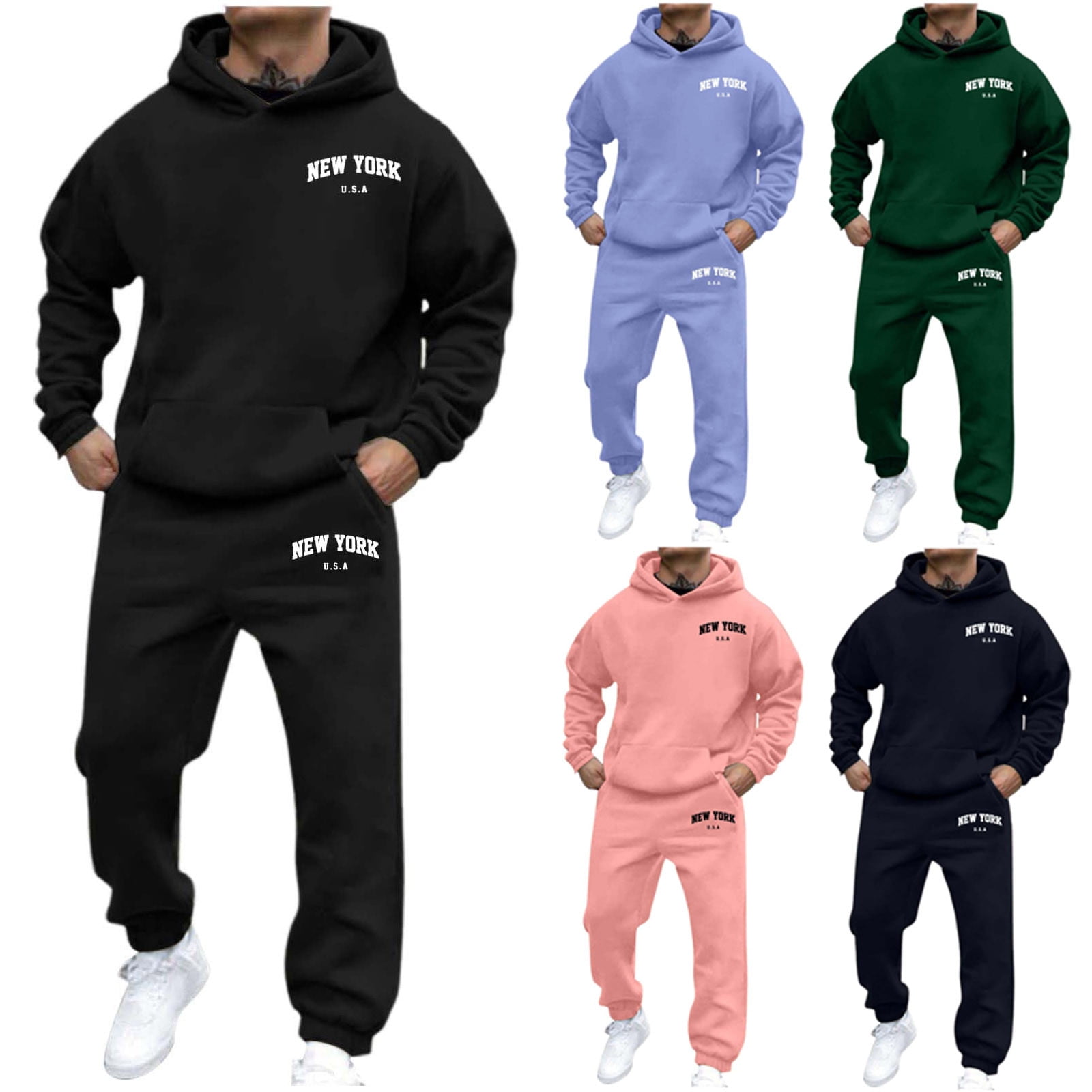 VBTAPA Men's Hooded Tracksuit 2 Piece Outfits Letter Graphic Long ...