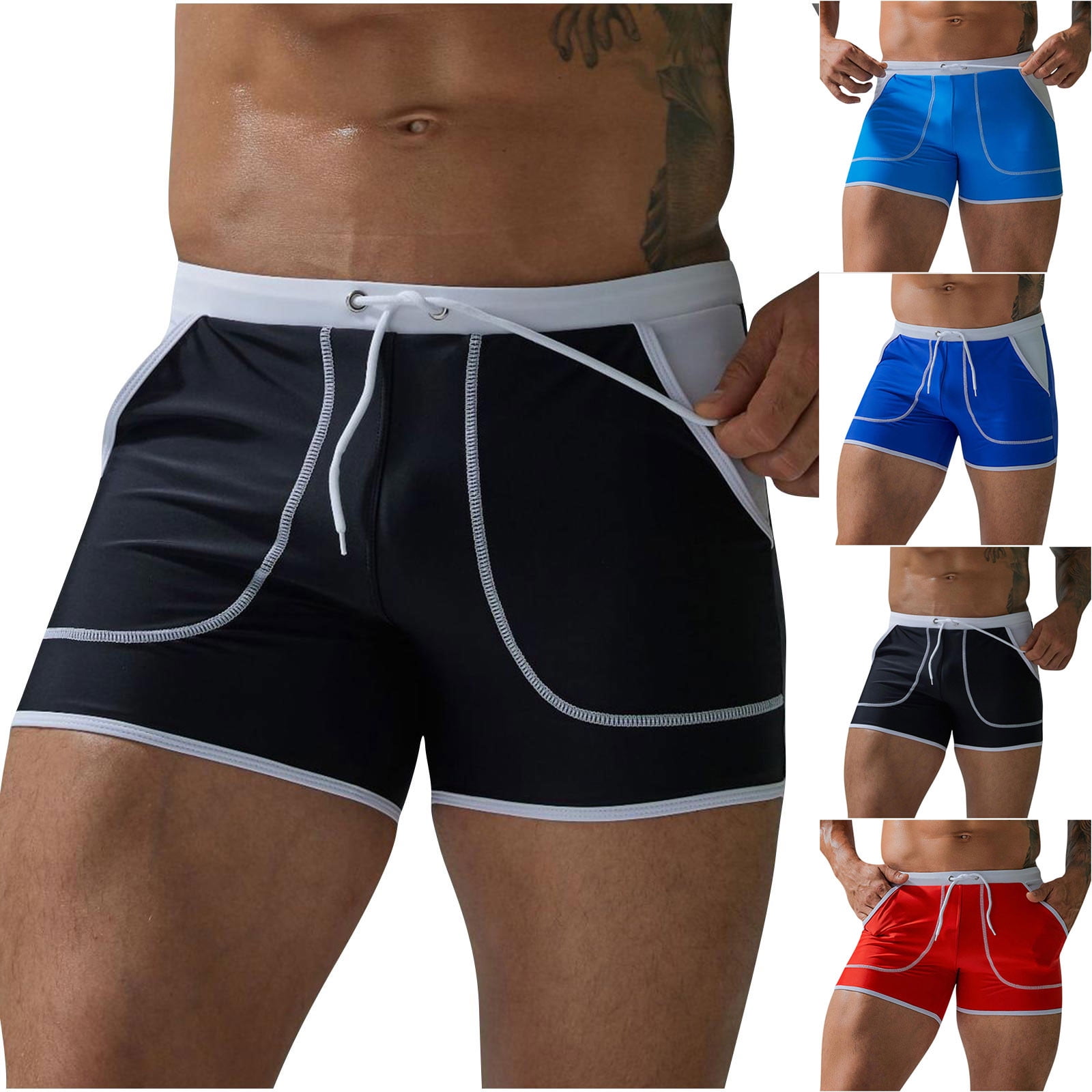 VBTAPA Men's Quick-Dry Swim Briefs, Low Rise Square Leg Design, Elastic ...