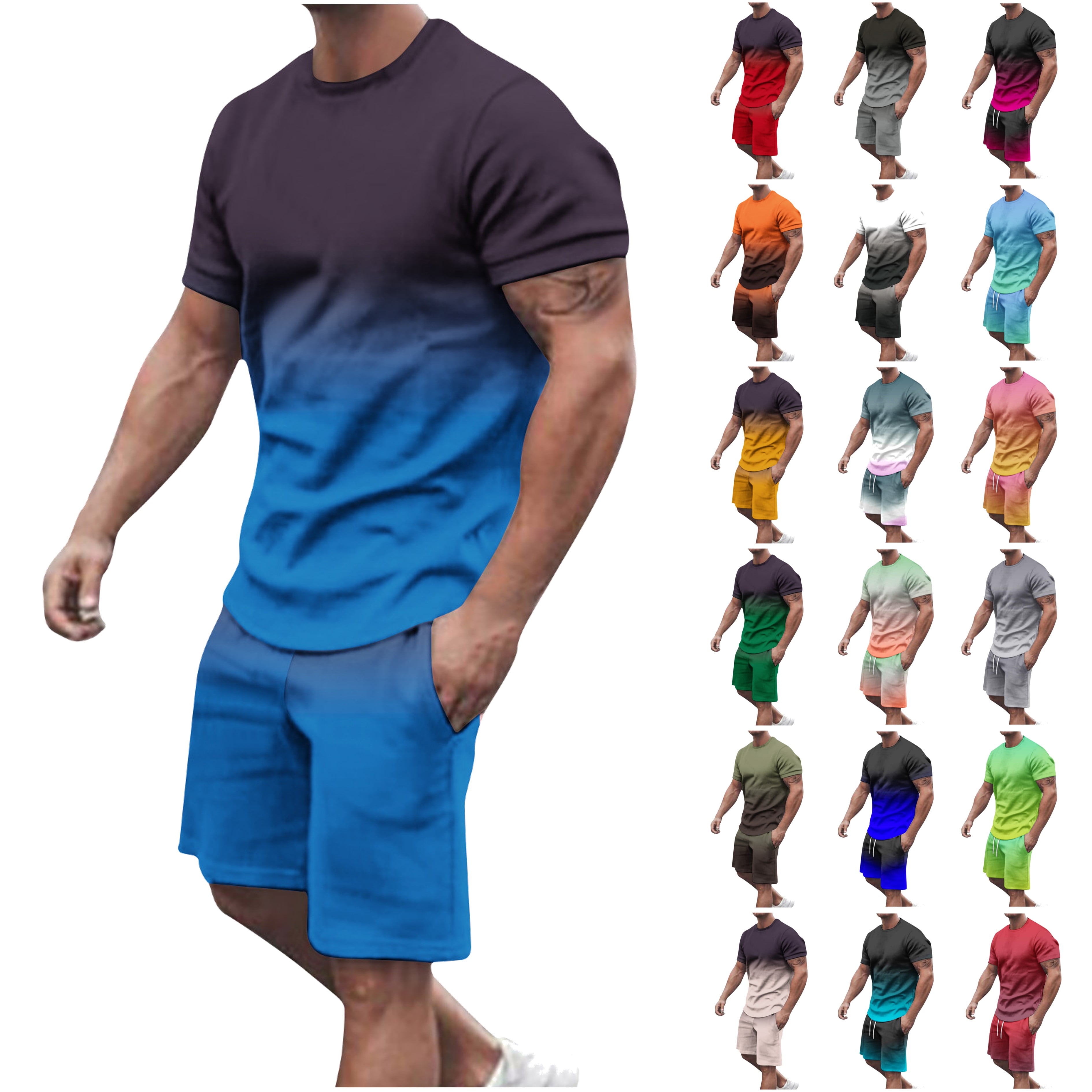 VBTAPA Men's Shirt and Shorts Set 2 Piece Outfits Trendy Summer ...
