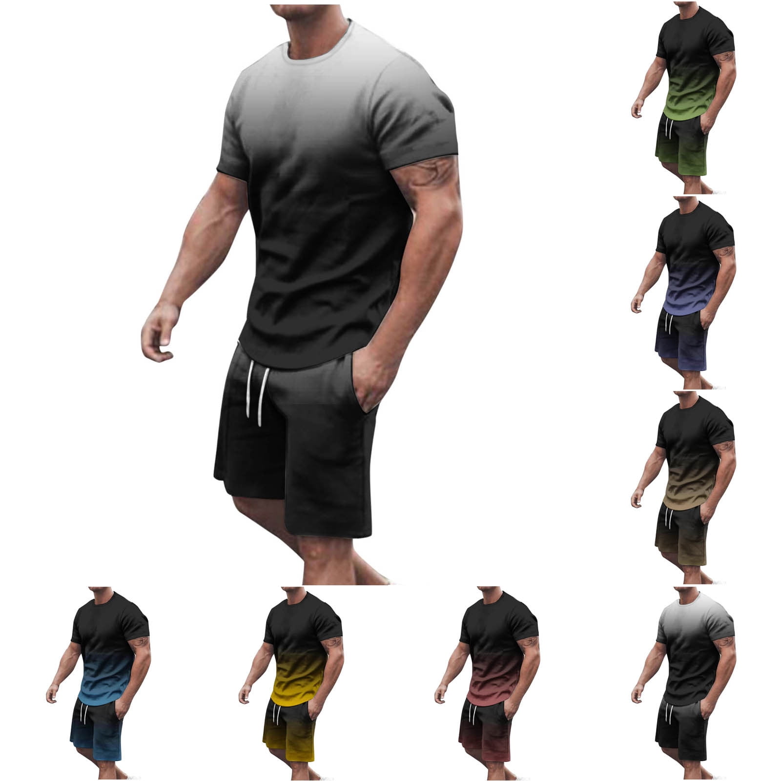 VBTAPA Men's T Shirt and Shorts Set 2 Piece Outfits Trendy Summer ...