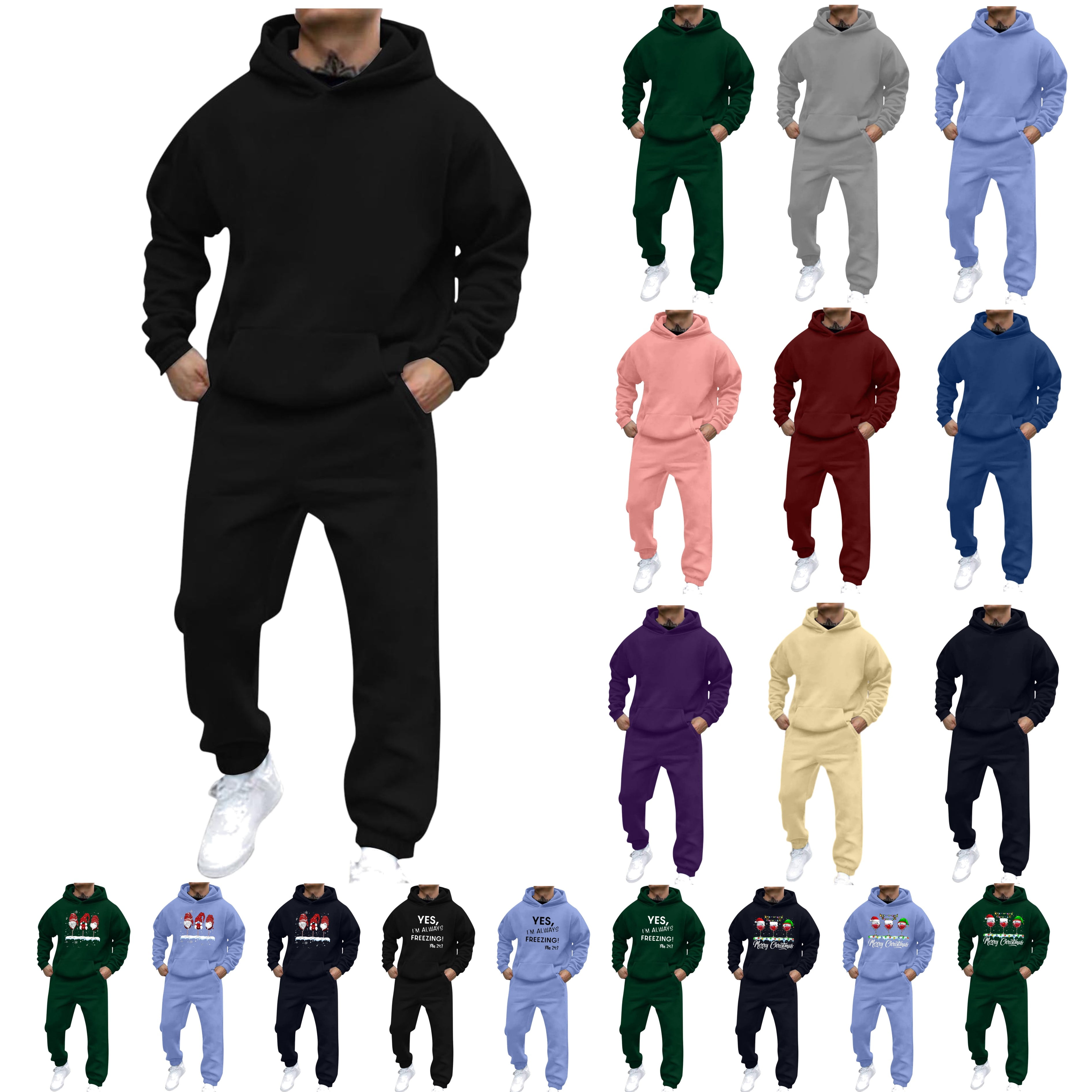 VBTAPA Men's Tracksuit 2 Piece Hooded Athletic Sweatsuits Solid Color ...