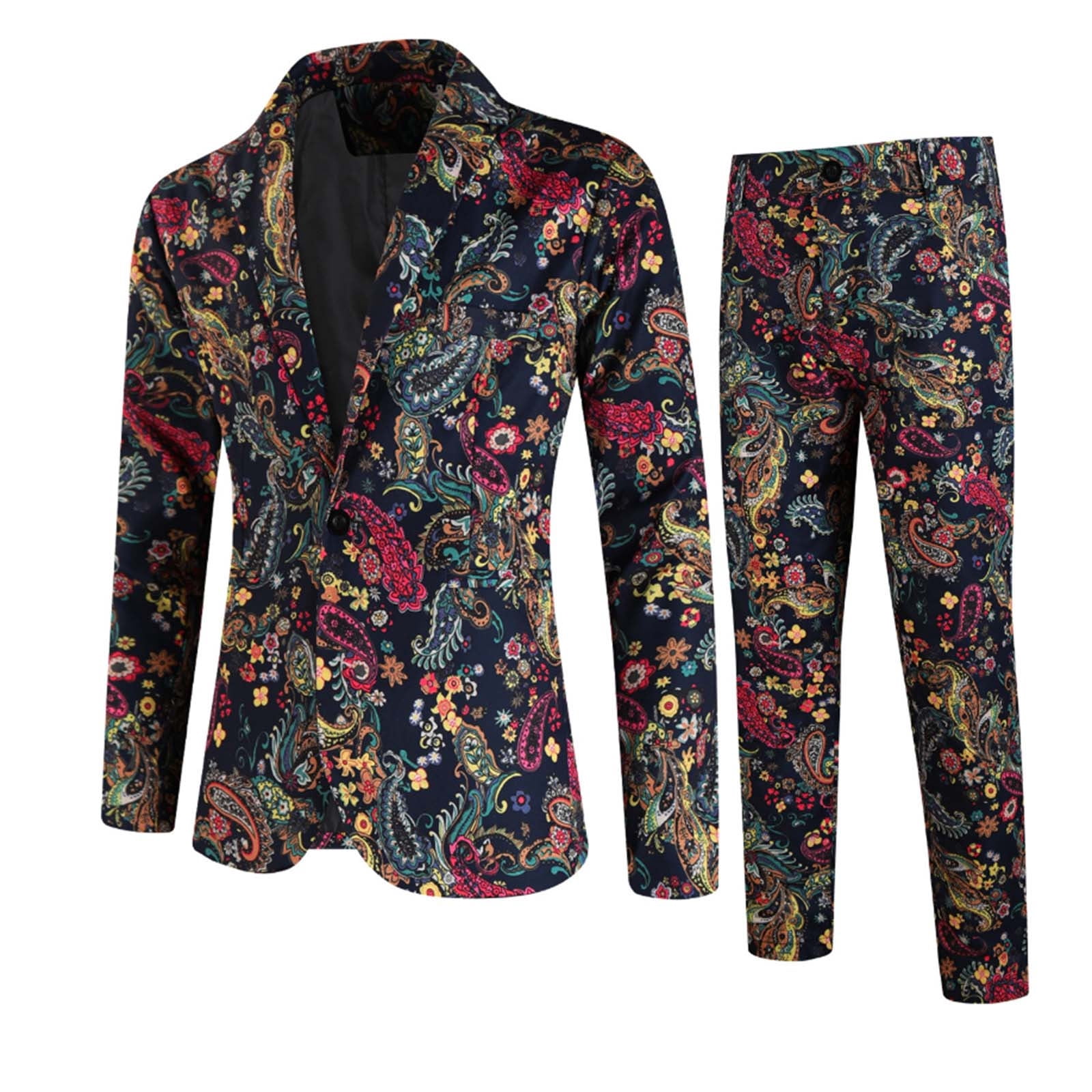VBTAPA Mens 2 Piece Luxury Embroidered Suits Notched Lapel Tuxedo ...