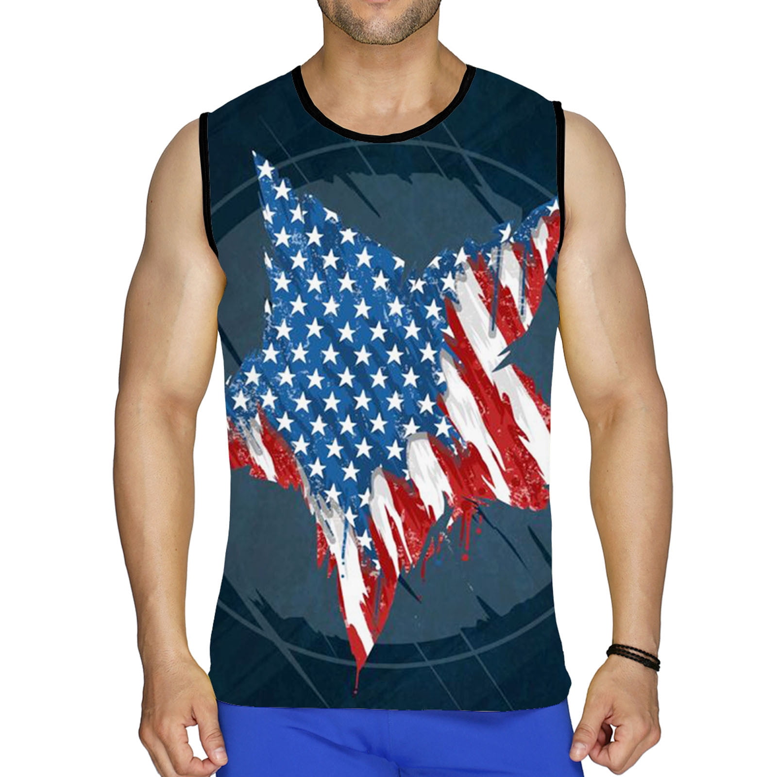 Vbtapa Mens Independce Day Tank Tops American Flag Printed Graphic Tees