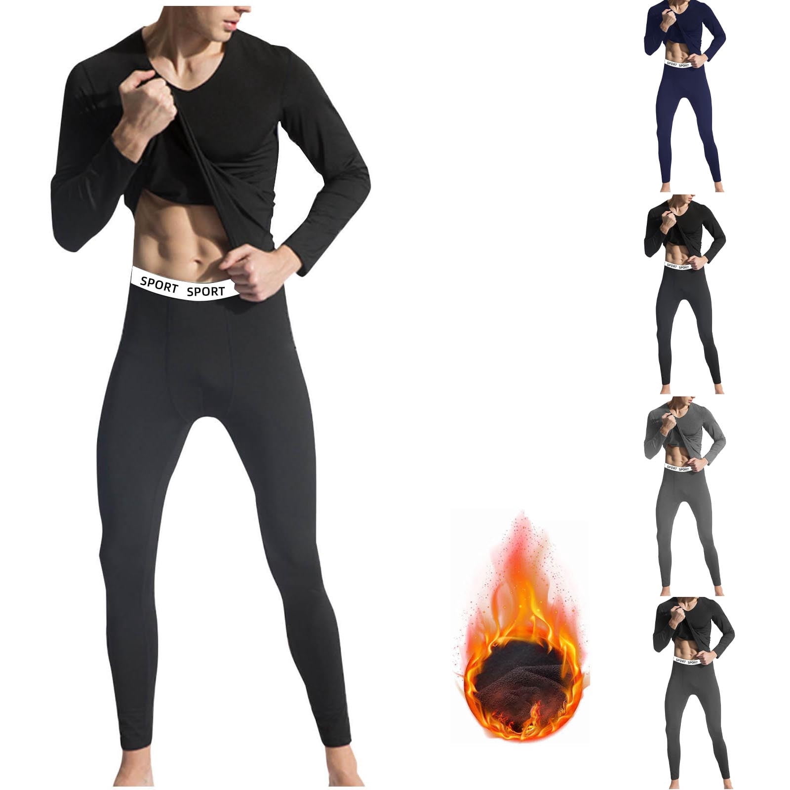 VBTAPA Mens Thermal Underwear Long Johns with Fleece Lined Base Layer ...