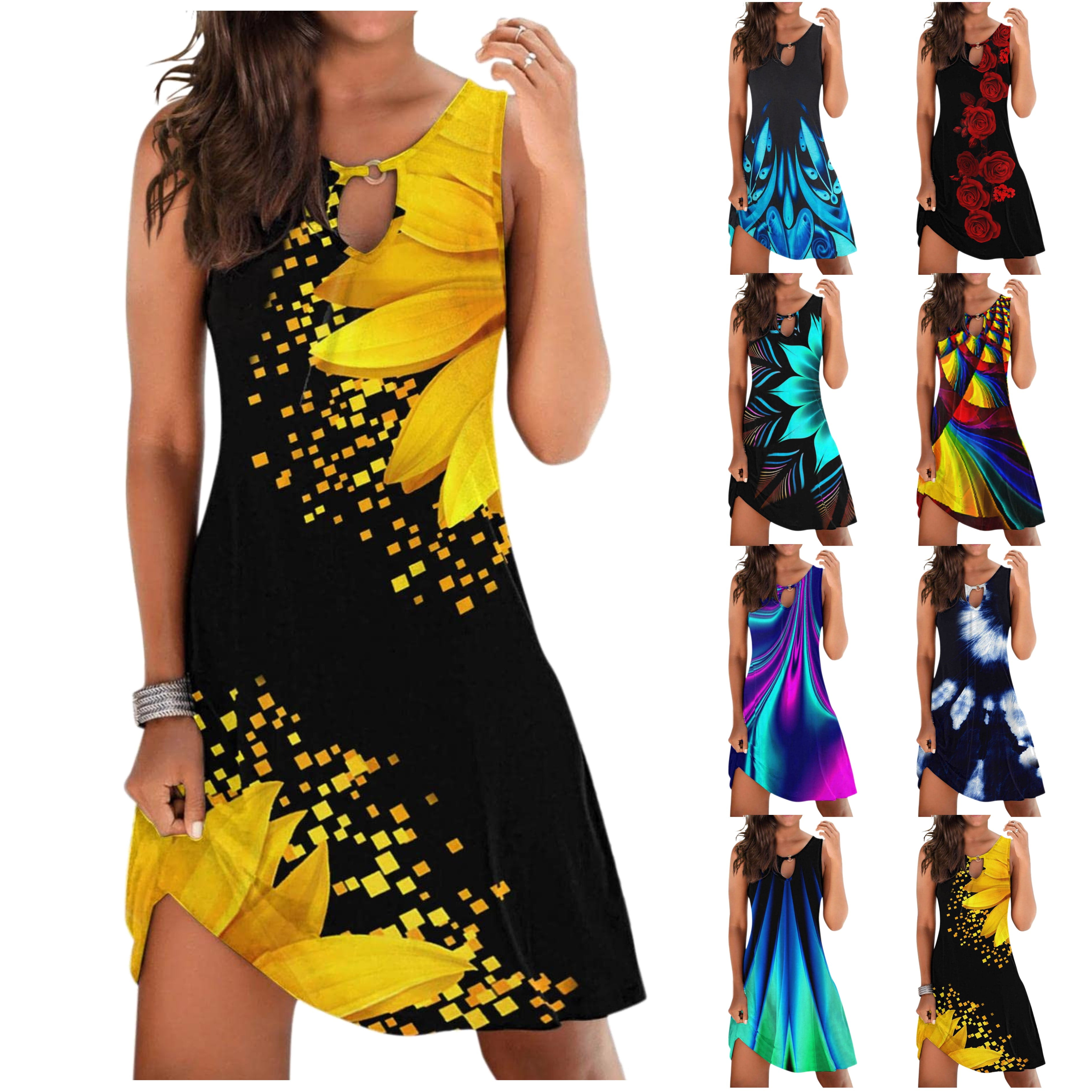 VBTAPA Summer Dresses for Women 2025 Trendy Floral Printed Beach ...