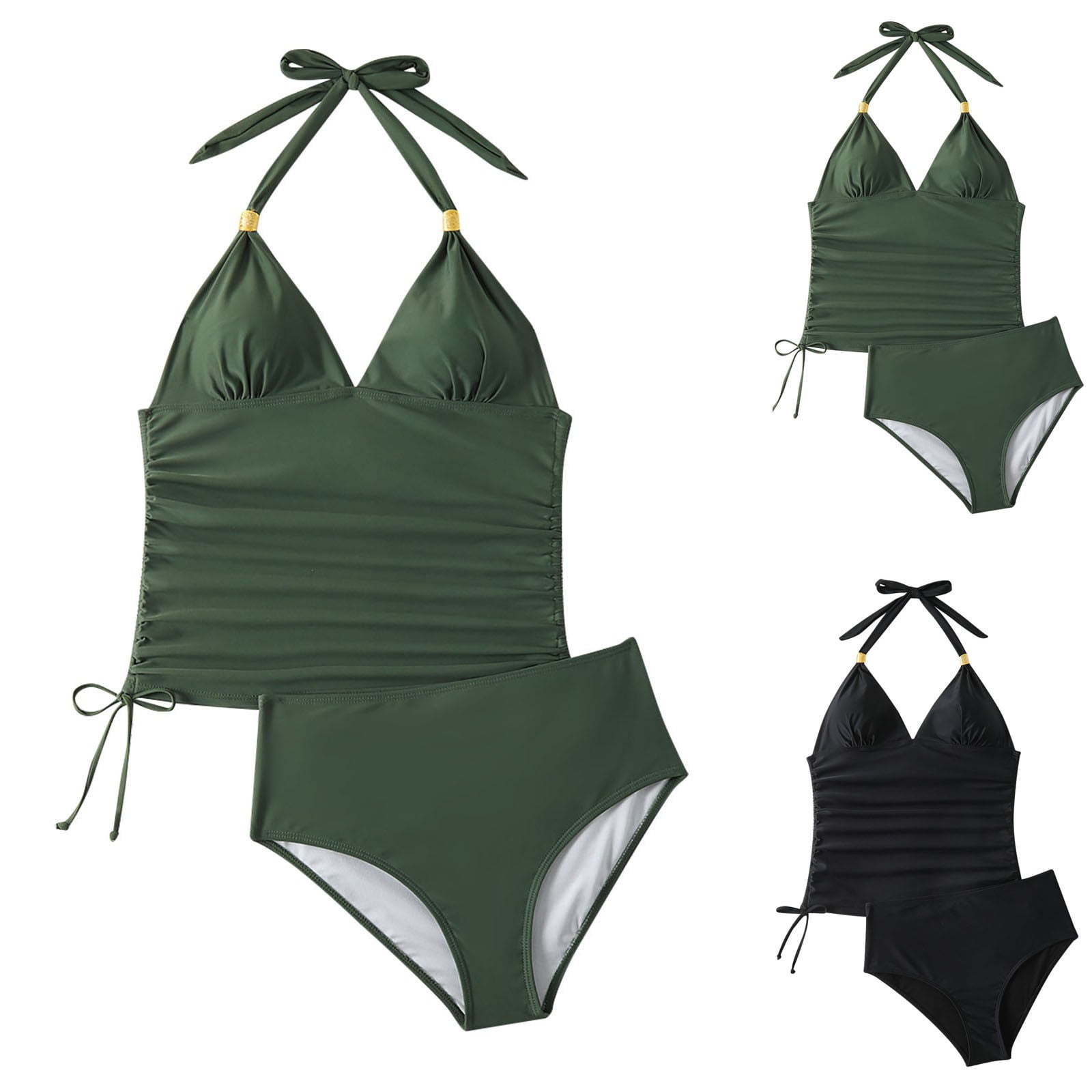 VBTAPA Women Halter Tankini Bathing Suits Slimming V Neck Tummy Control ...