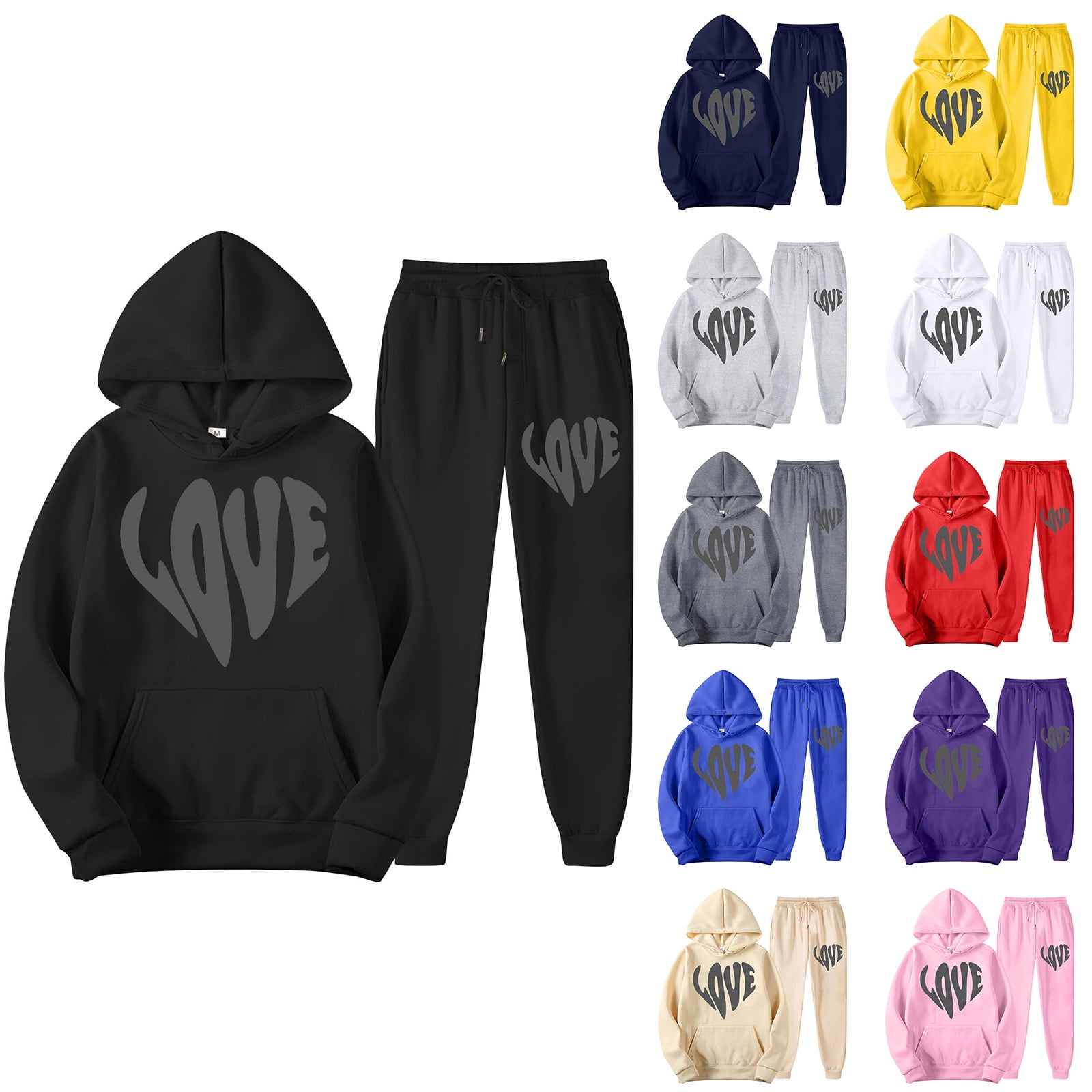 VBTAPA Womens Cute Sweatsuit 2 Piece Casual Sports Outfits Heart-Shaped ...