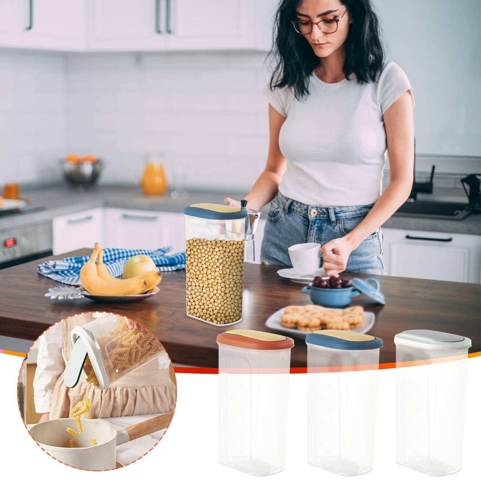 VBVC 2L Capacity Grain Storage Tank Kitchen Food Grade Grain Sealed ...