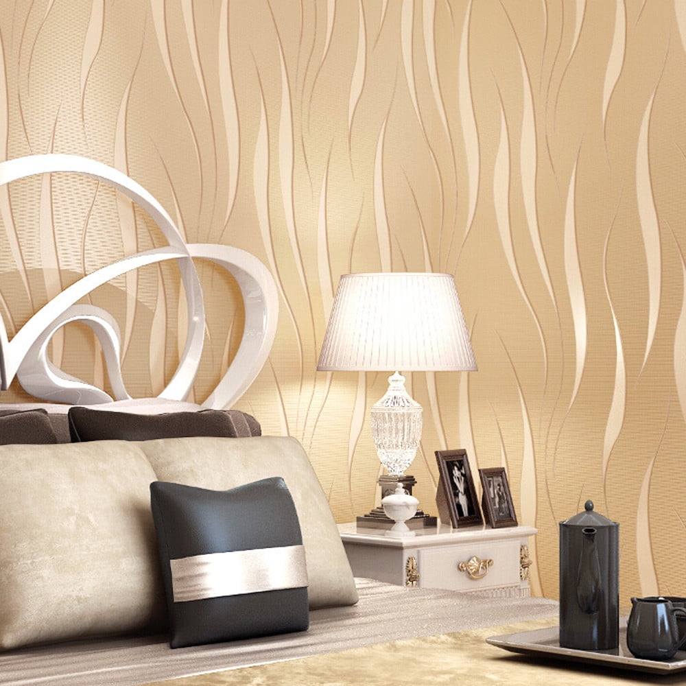 VBVC 3D Non-Woven Wave Stripe Embossed Wallpaper Rolls Living Room ...