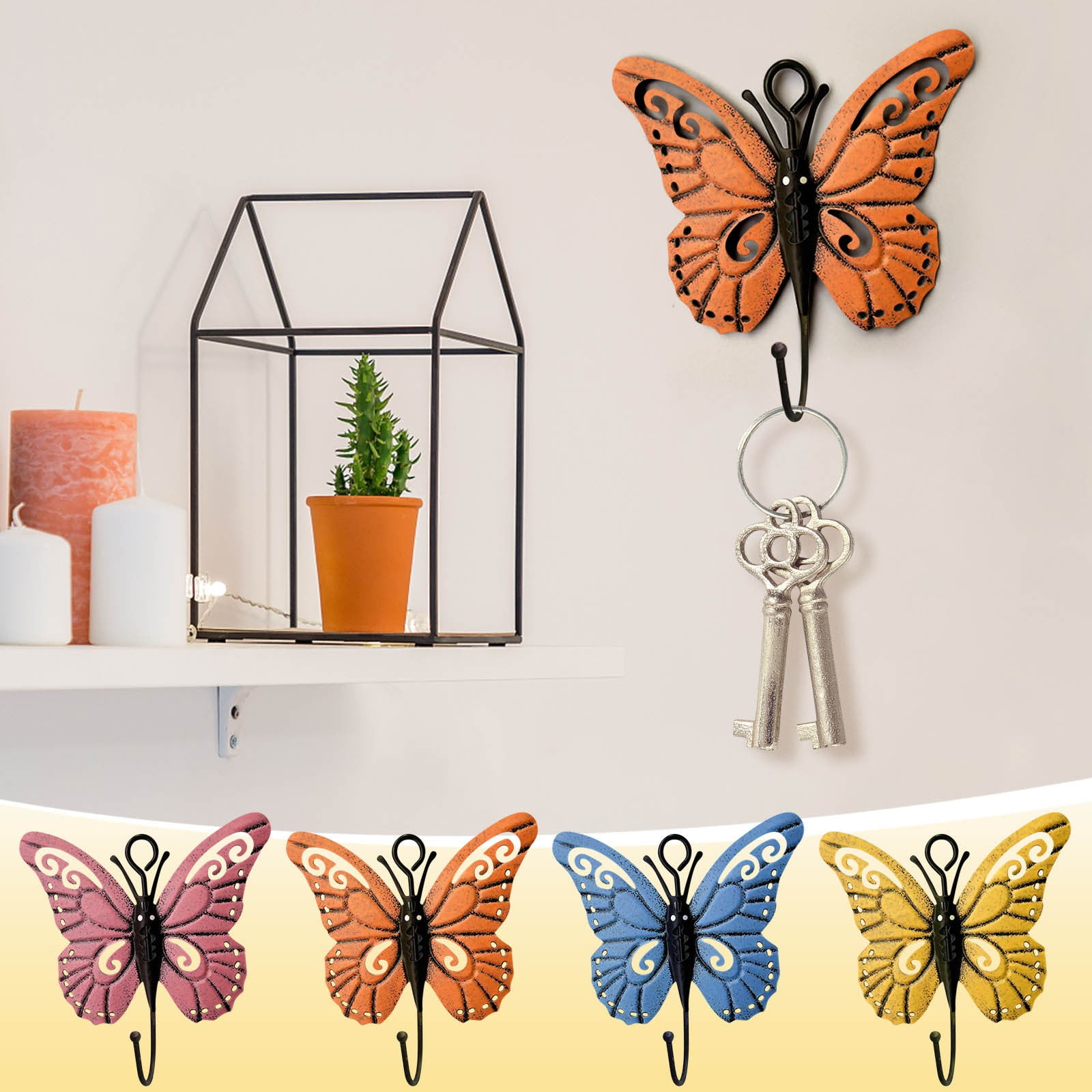 VBVC Decorative Wall Hooks Decor Decorative Wall Hanger Art Flower Iron ...