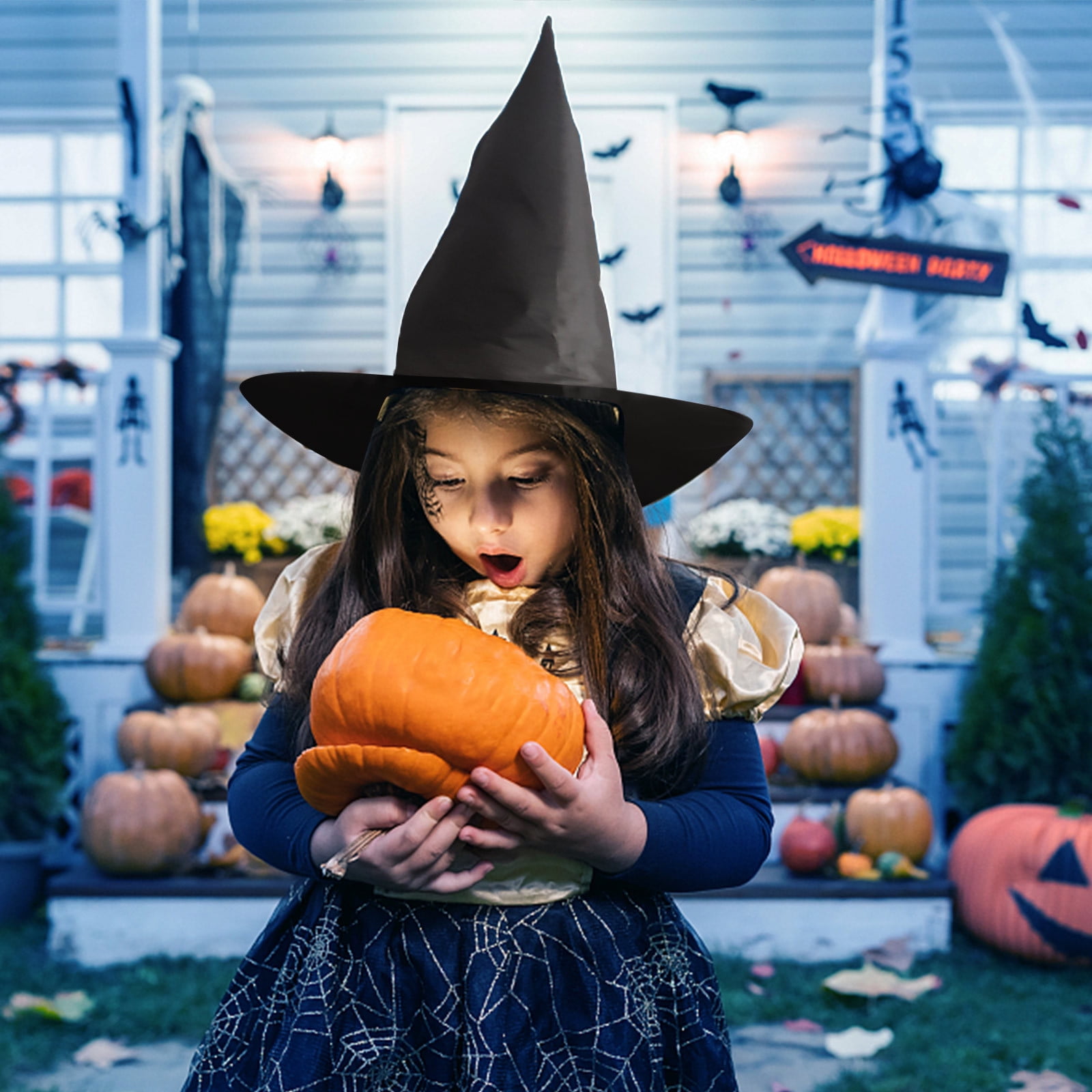 VBVC Halloween Black Witch Hat Witch Cap With Hook For Wearing,Can Also ...