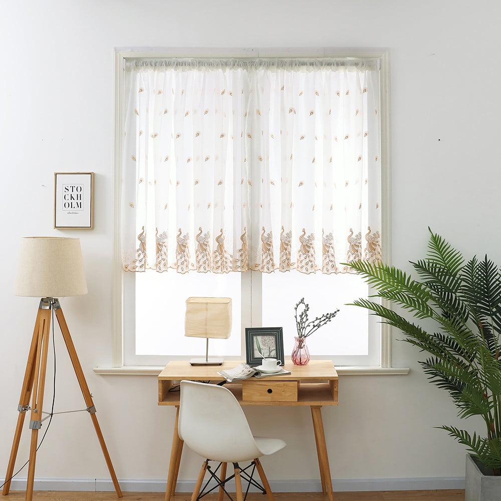 VBVC Leaves Sheer Curtain Tulle Window Voile Drape Valance 1 Panel ...