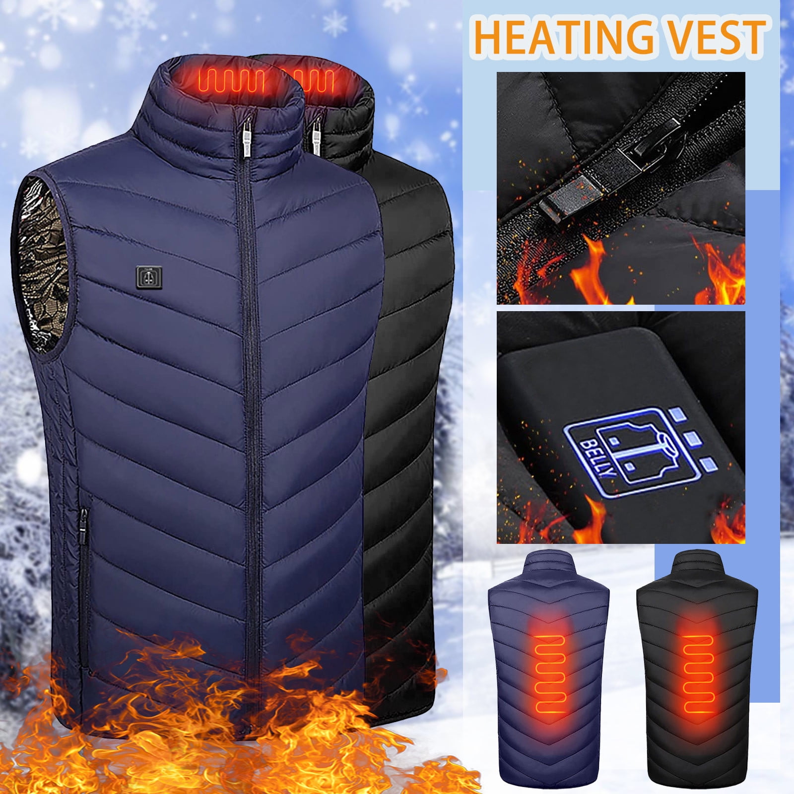 VBVC M01 Winter Plus Size Heated Vest Mens/Womens Dual Control 2 ...