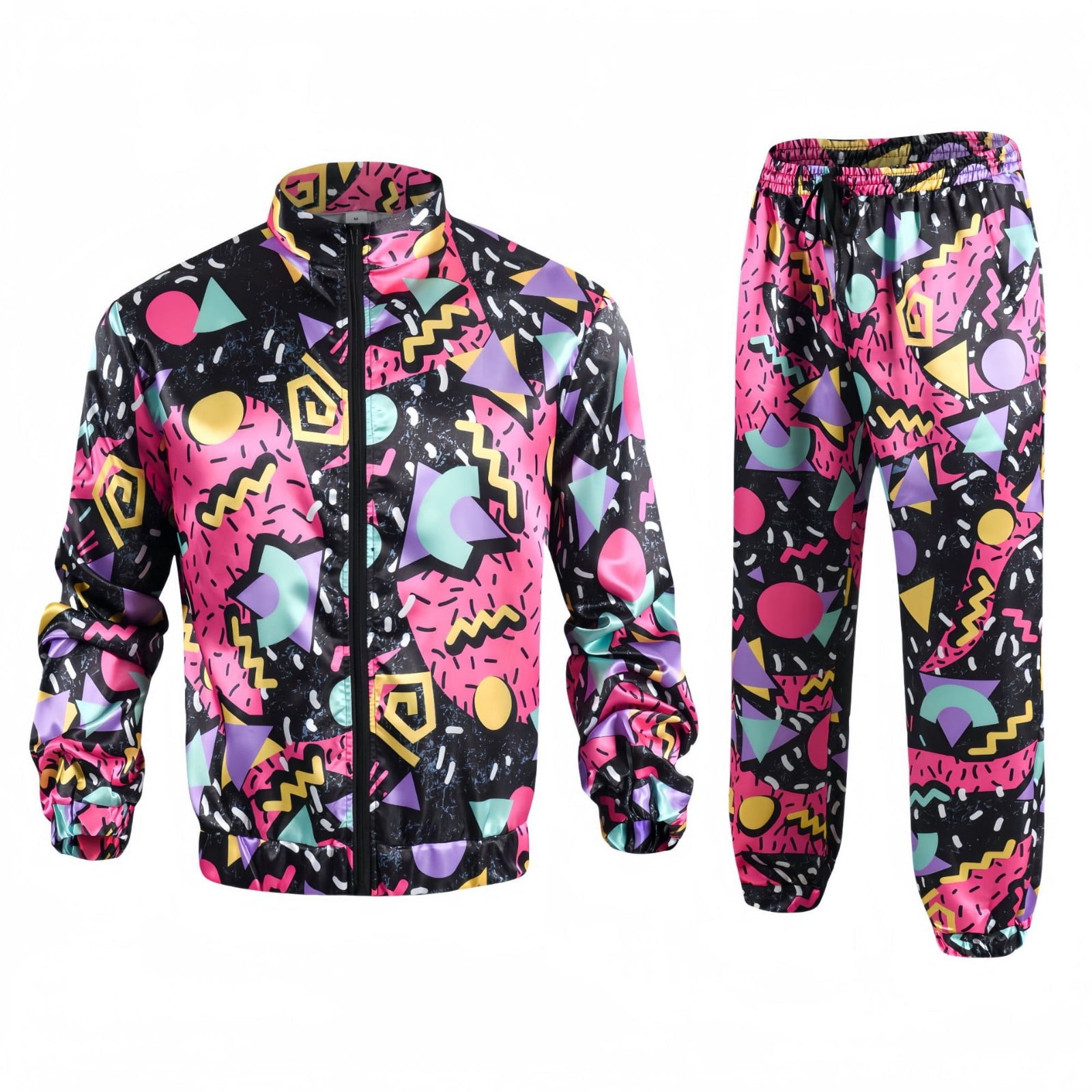 VBVC Men's Carnival 2 Piece Tracksuit,80s 90s Windbreaker Jacket and ...