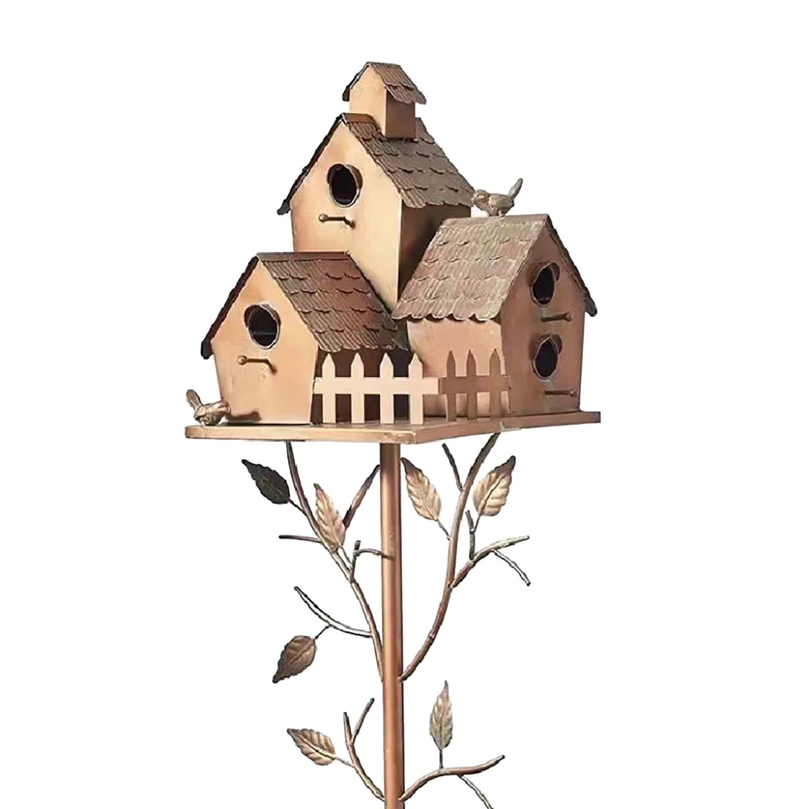 VBVC Metal Bird House With Poles Outdoor Metal Bird House Stake Bird ...