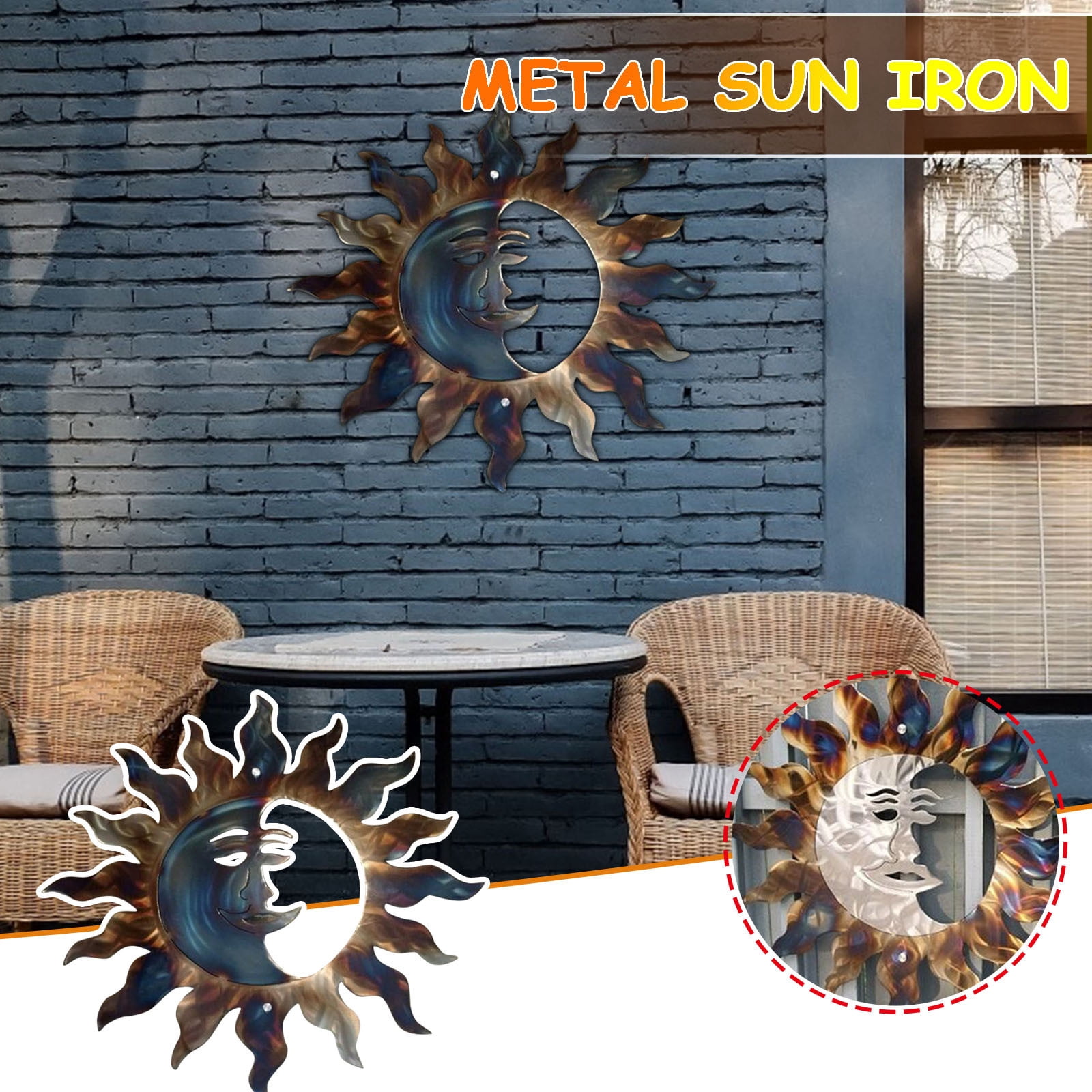 VBVC Metal Sun Wrought Iron Indoor and Outdoor Decoration Decoration ...