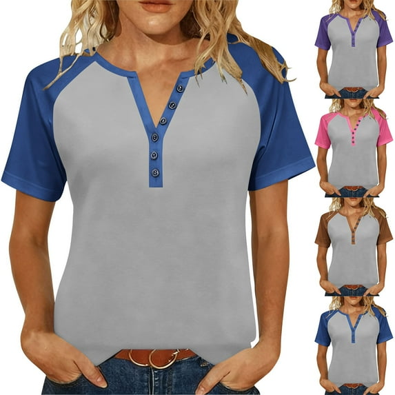 VBVC No Boundarie Women's Plus Color Block T-Shirts,Ladies Button-Down ...