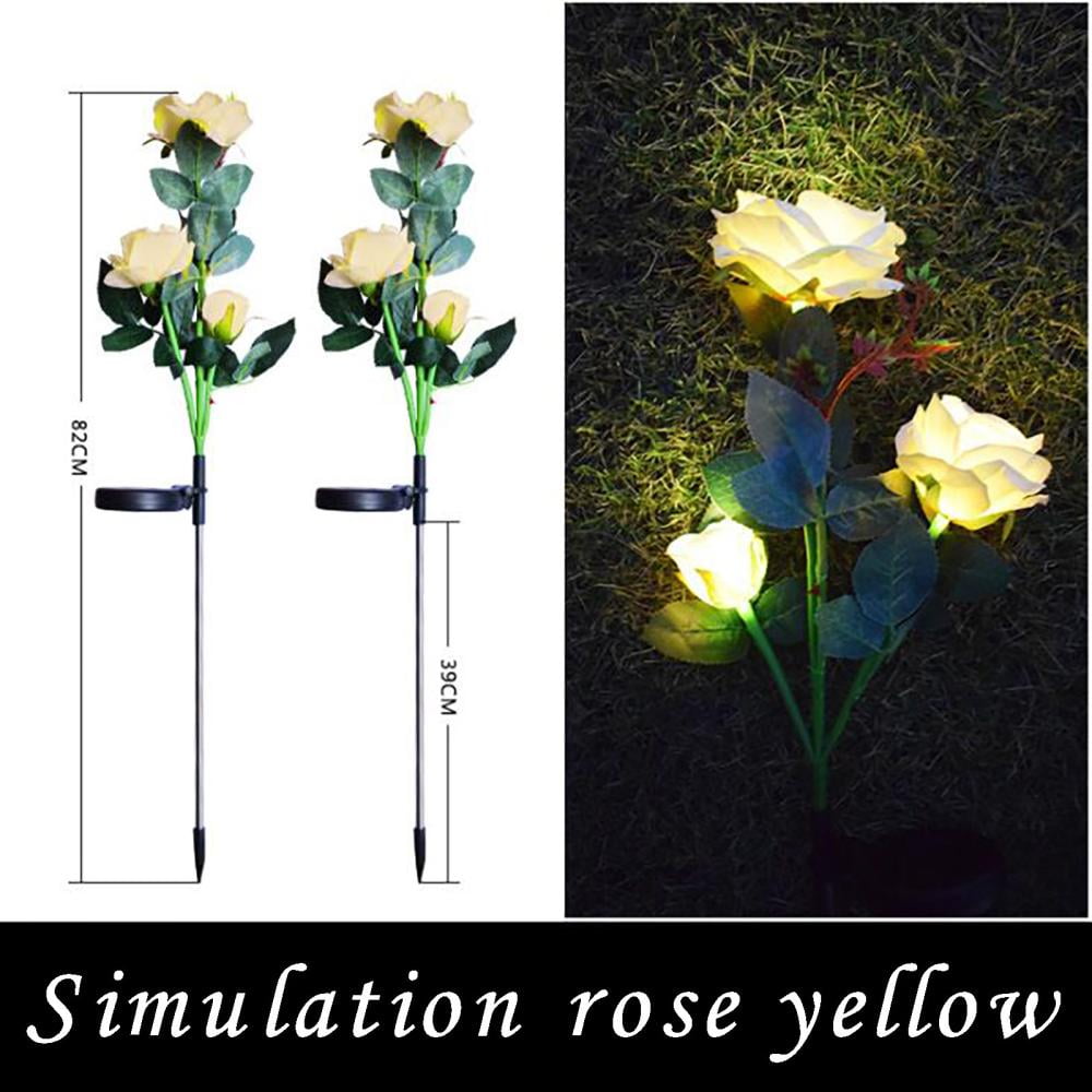 VBVC Outdoor Flower Garden Lights with 6 Lighted Heads Solar Artificial ...