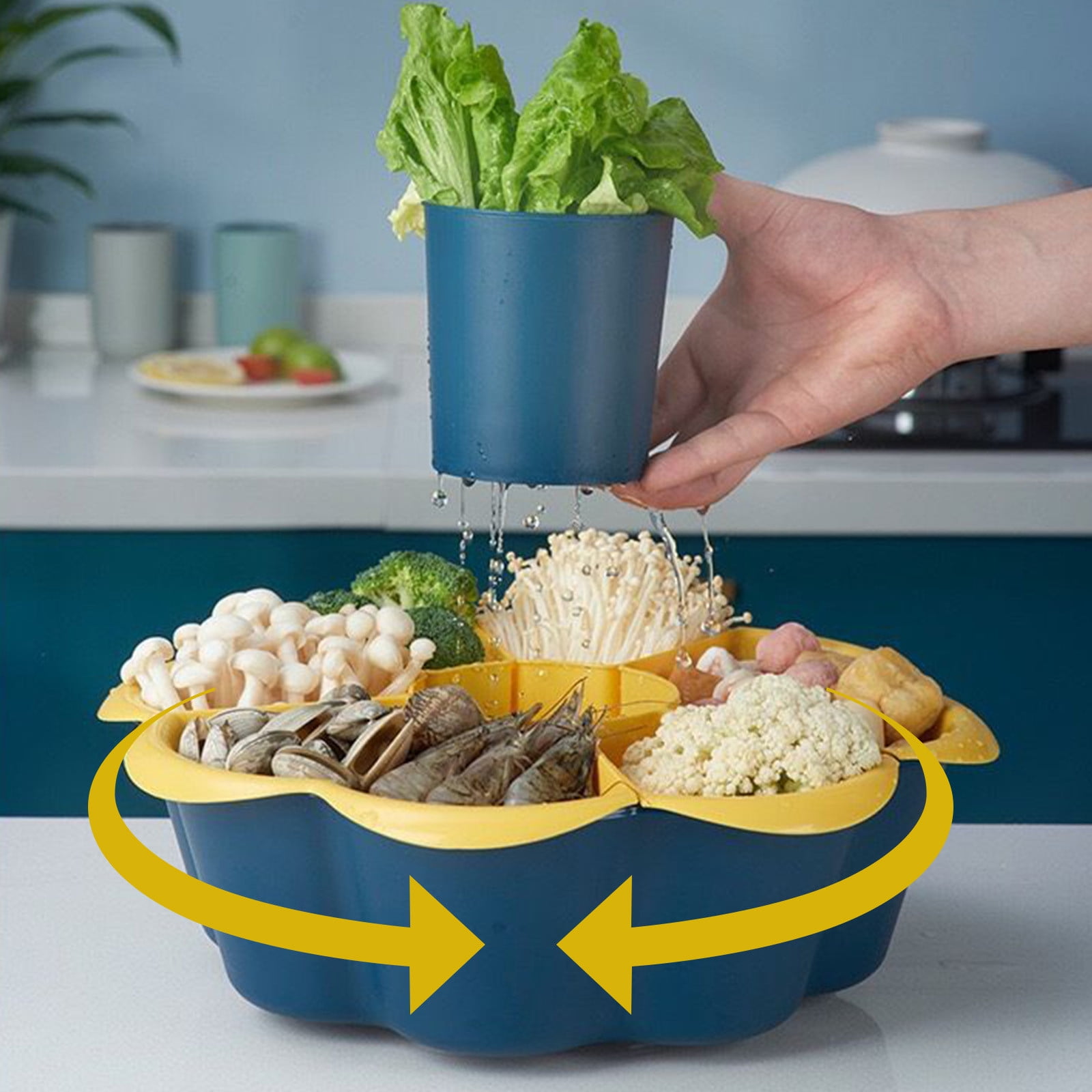 VBVC Rotating Fruit and Vegetable Tray Nesting Vegetable Platter with ...