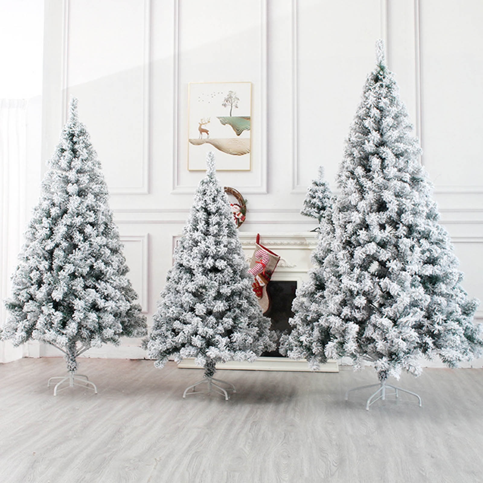 VBVC Snow Flocked Christmas Tree Premium Hinged Artificial Pines Tree ...