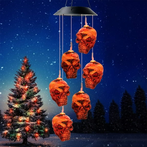 VBVC Solar Skeleton Skull Solar Powerd Led Wind Chimes Night Light ...