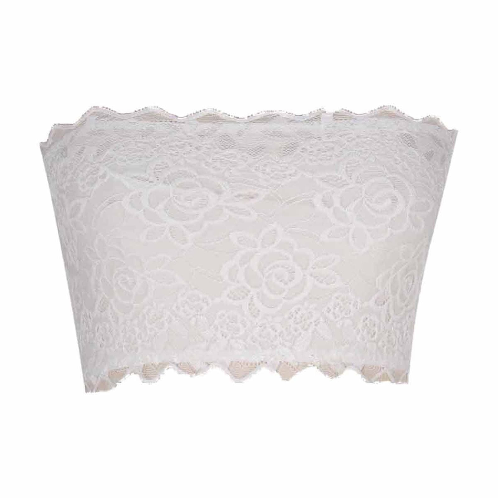VBVC Women's Lace Trimmed Bandeau Bra,Ladies Seamless Strapless Tube ...