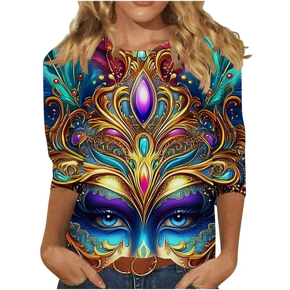 VBVC Women's Plus 3/4 Sleeve Fat Tuesday Top,Ladies Mardi Gras ...
