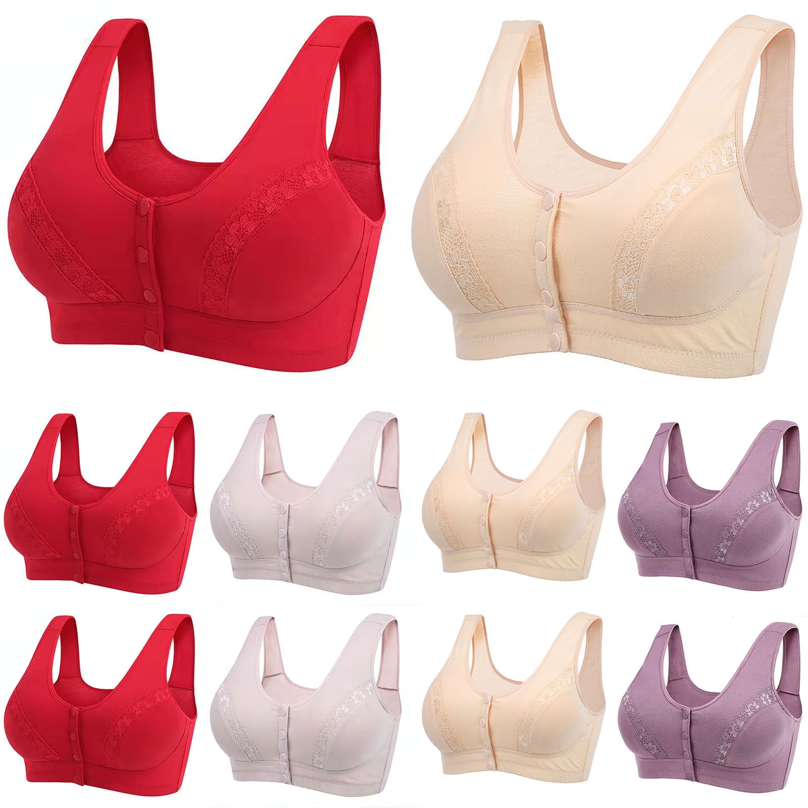 VBVC Womens Plus Size Bras Lace Front Button Shaping Cup Shoulder Strap ...