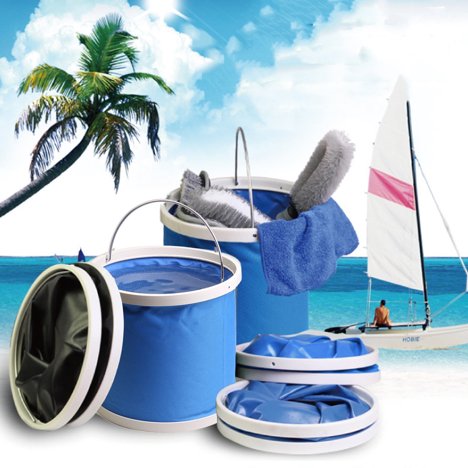 VBXOAE 3.4 gallons Foldable Outdoor Water Bucket,Multifunctional ...