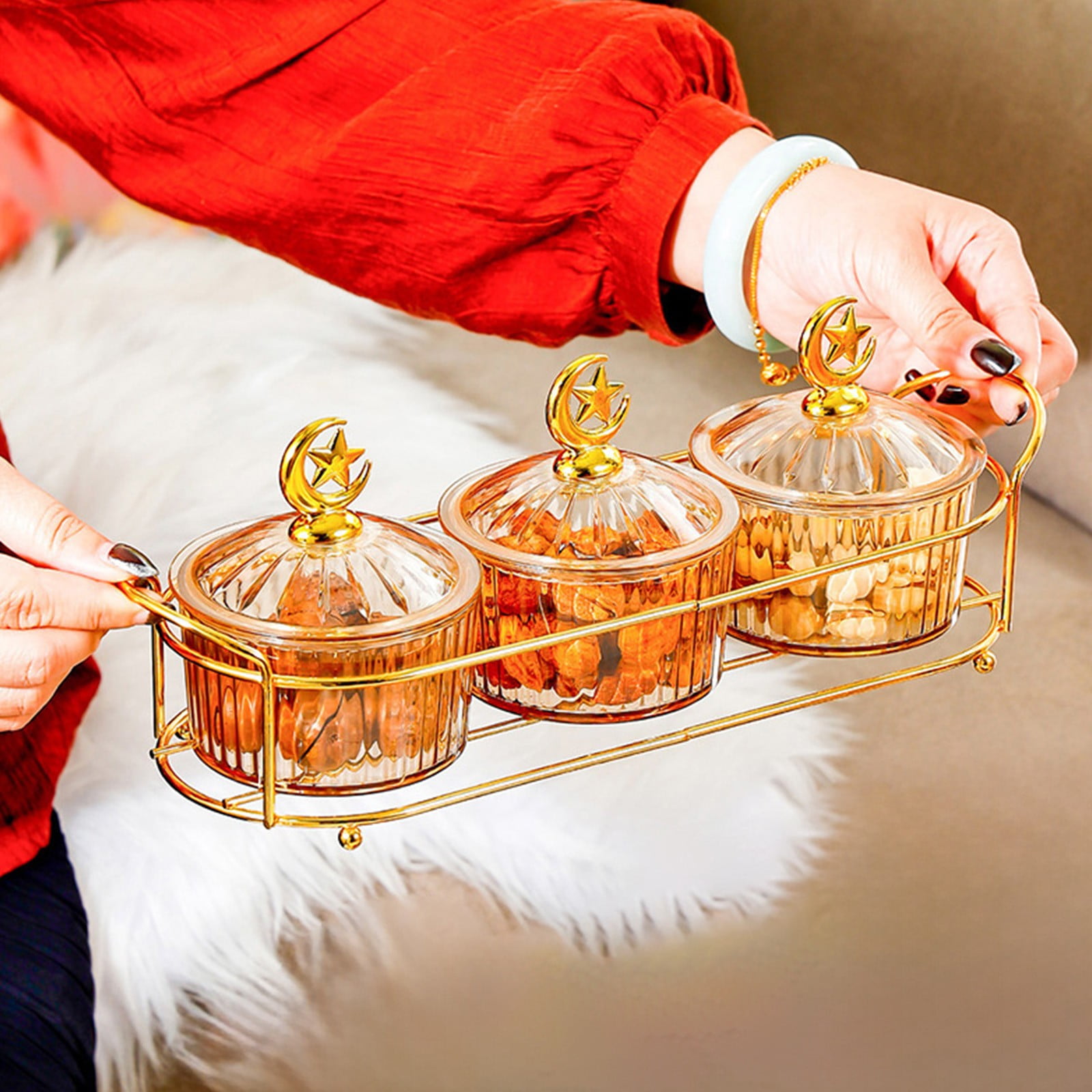 VBXOAE 3 Airtight Spice Jars with Spoons and Metal Rack for Organized ...