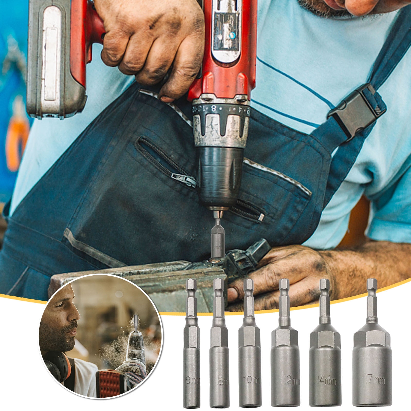 VBXOAE 5-Piece Deepened Hexagonal Drill Sleeve Set-High Torque ScrewOperator Bits for Quick ...