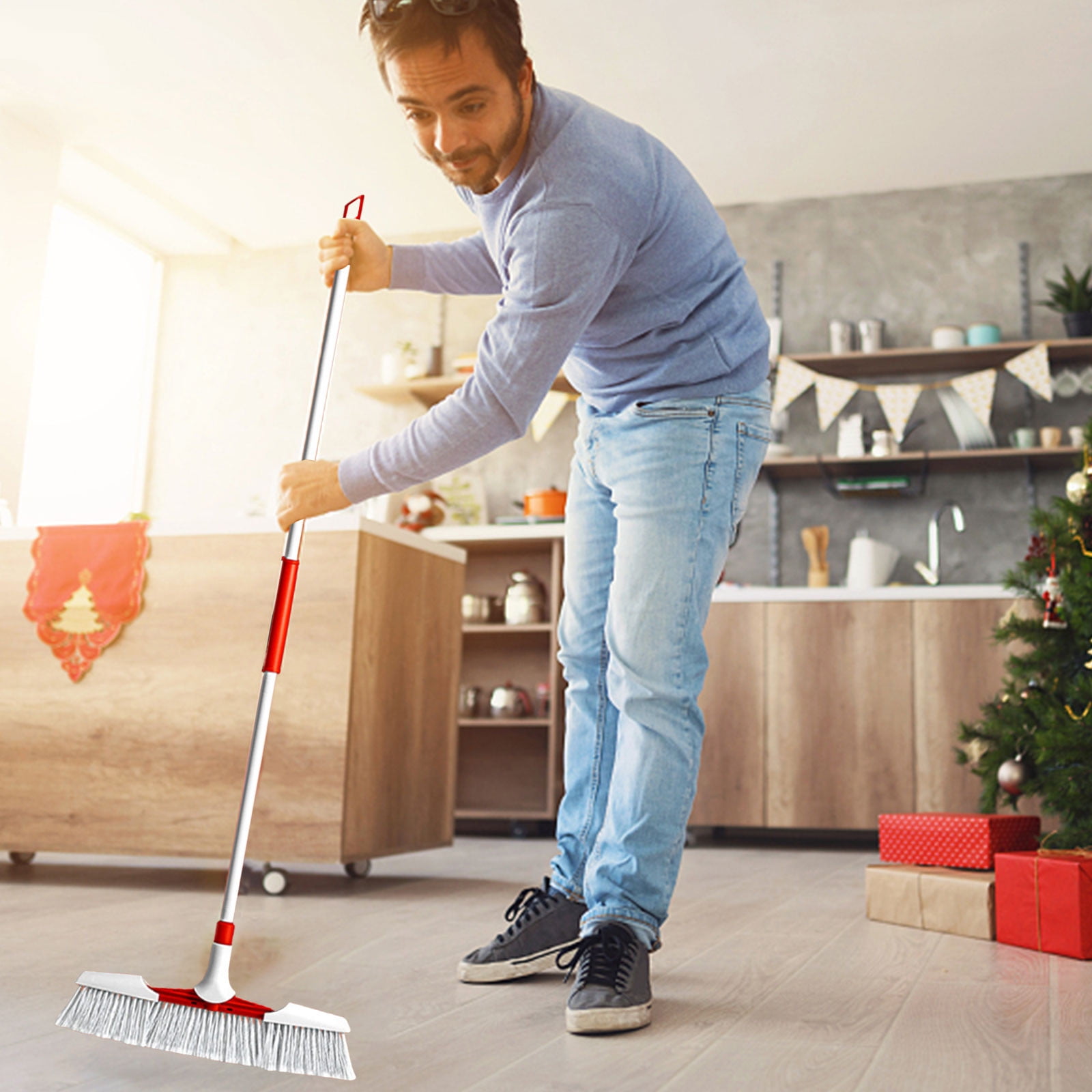 VBXOAE 53" Telescopic Angle Brooms, 4-Layer Stiff Bristles, Outdoor ...