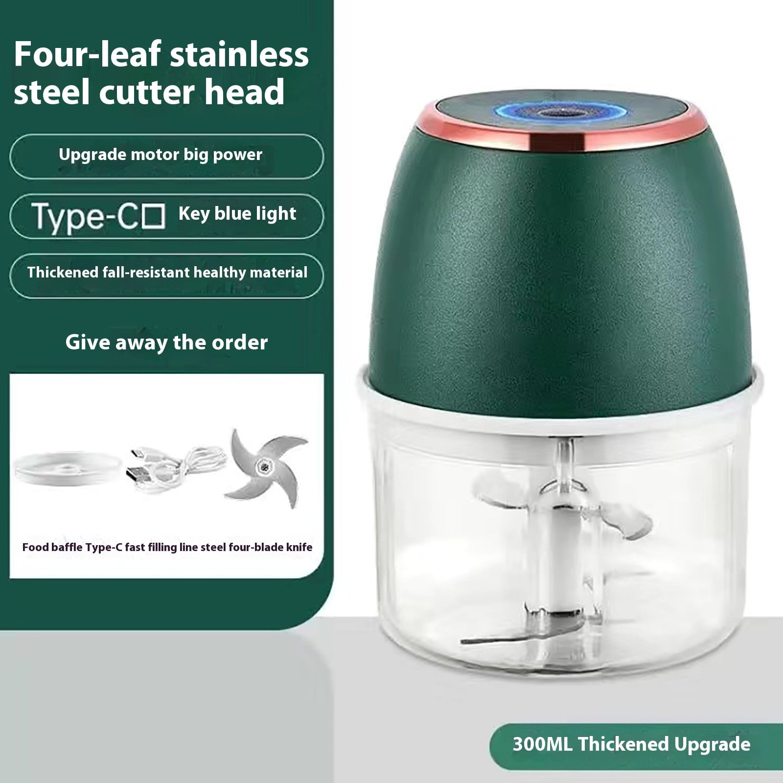 VBXOAE 6-Blade Rechargeable Garlic Masher with 1200mAh Battery,30W ...