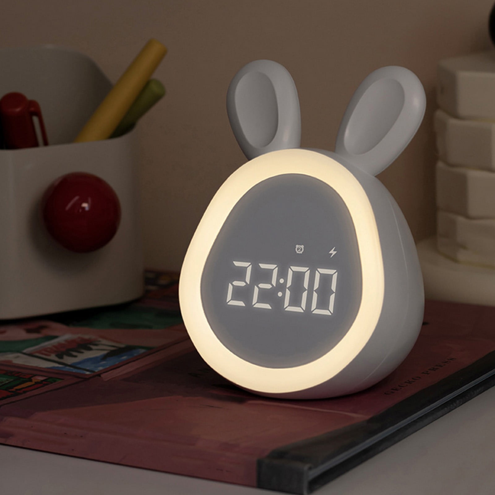 VBXOAE Adorable Bunny Alarm Clock with Night Light Suit for All Ages ...