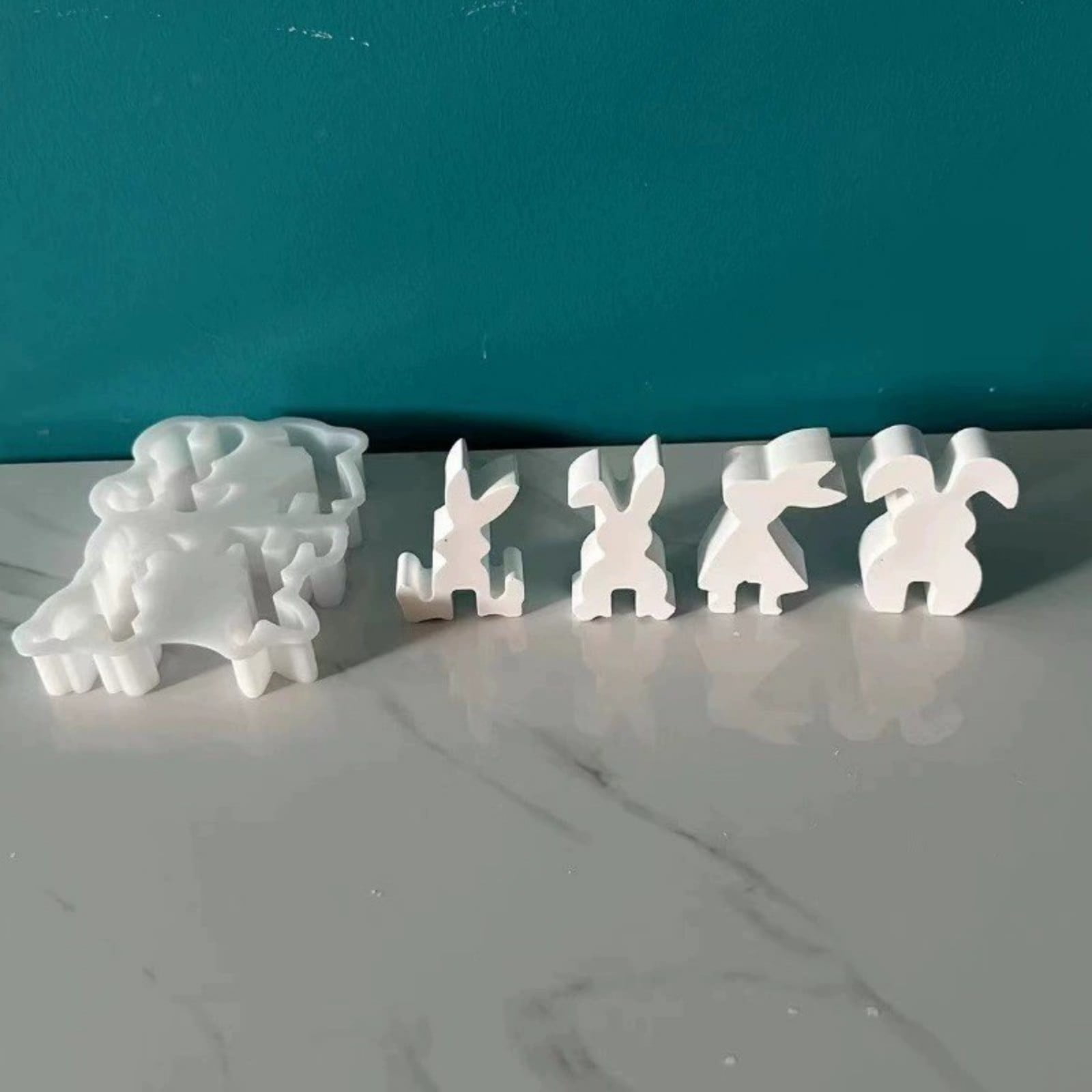 VBXOAE Adorable Bunny Gypsum Baking Molds Set Create Cute Plaster ...