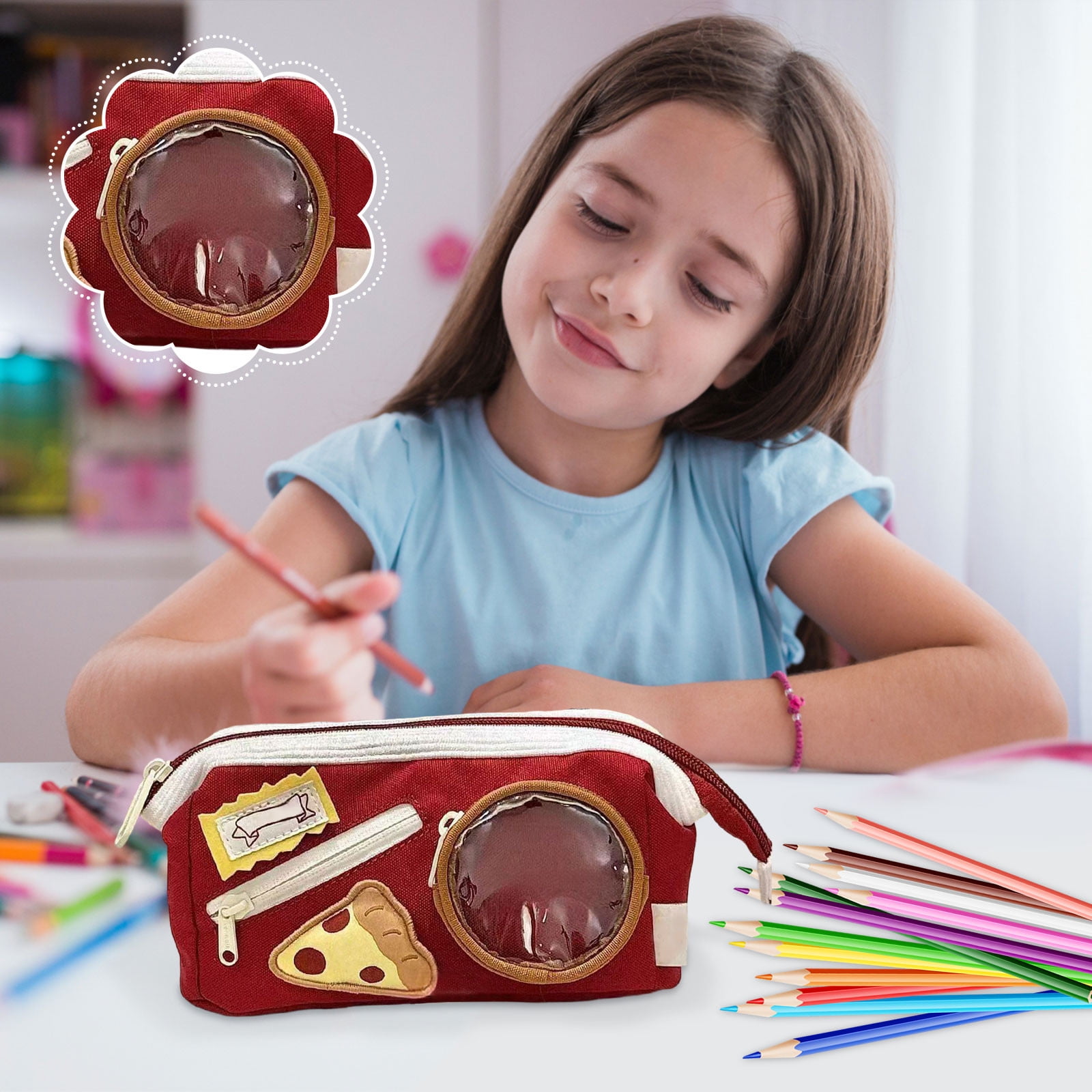 VBXOAE Adorable Food Themed Pencil Case with High Face Value and Large ...
