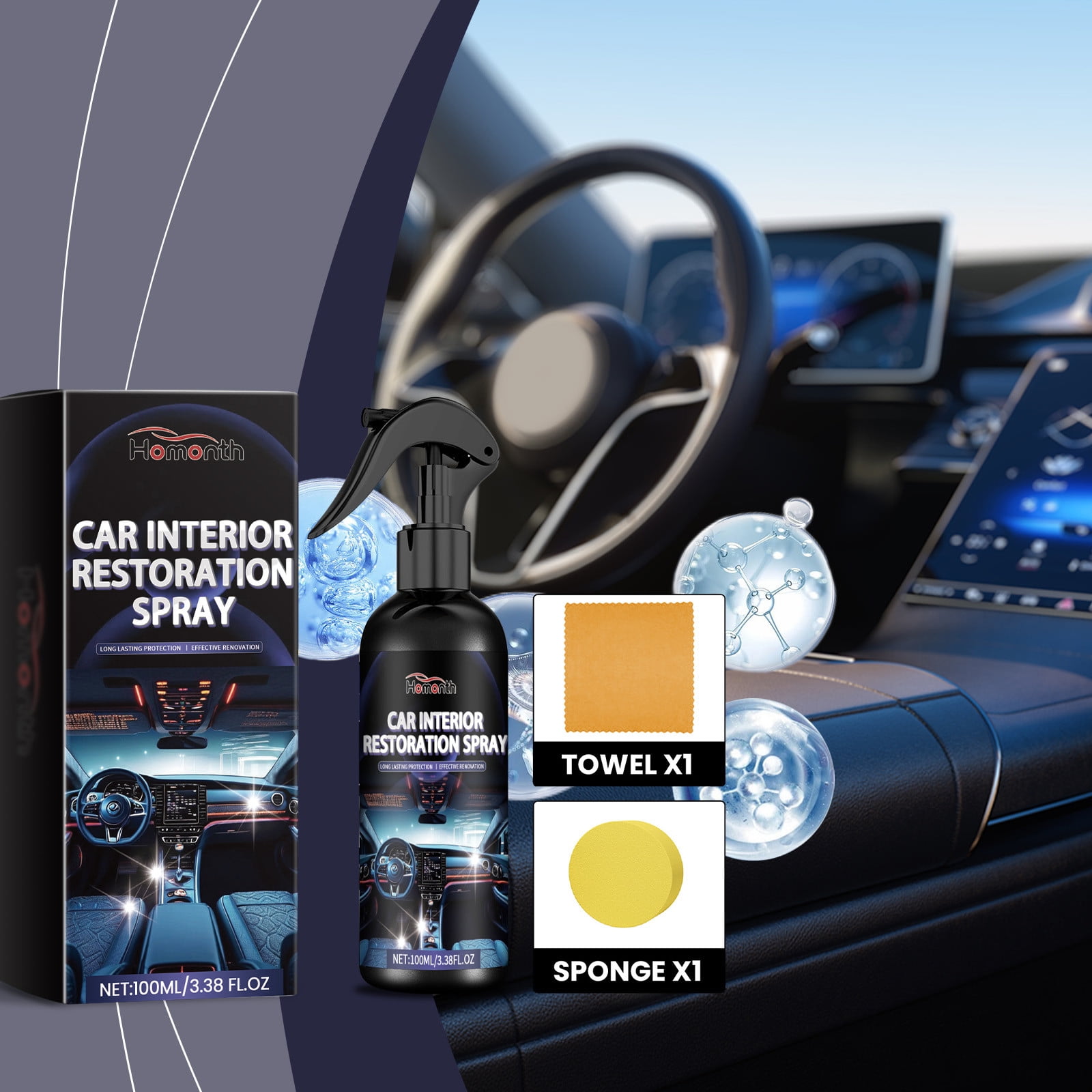 VBXOAE Car Interior Overhaul Spray Cleaning and Maintenance 3.4 oz for ...