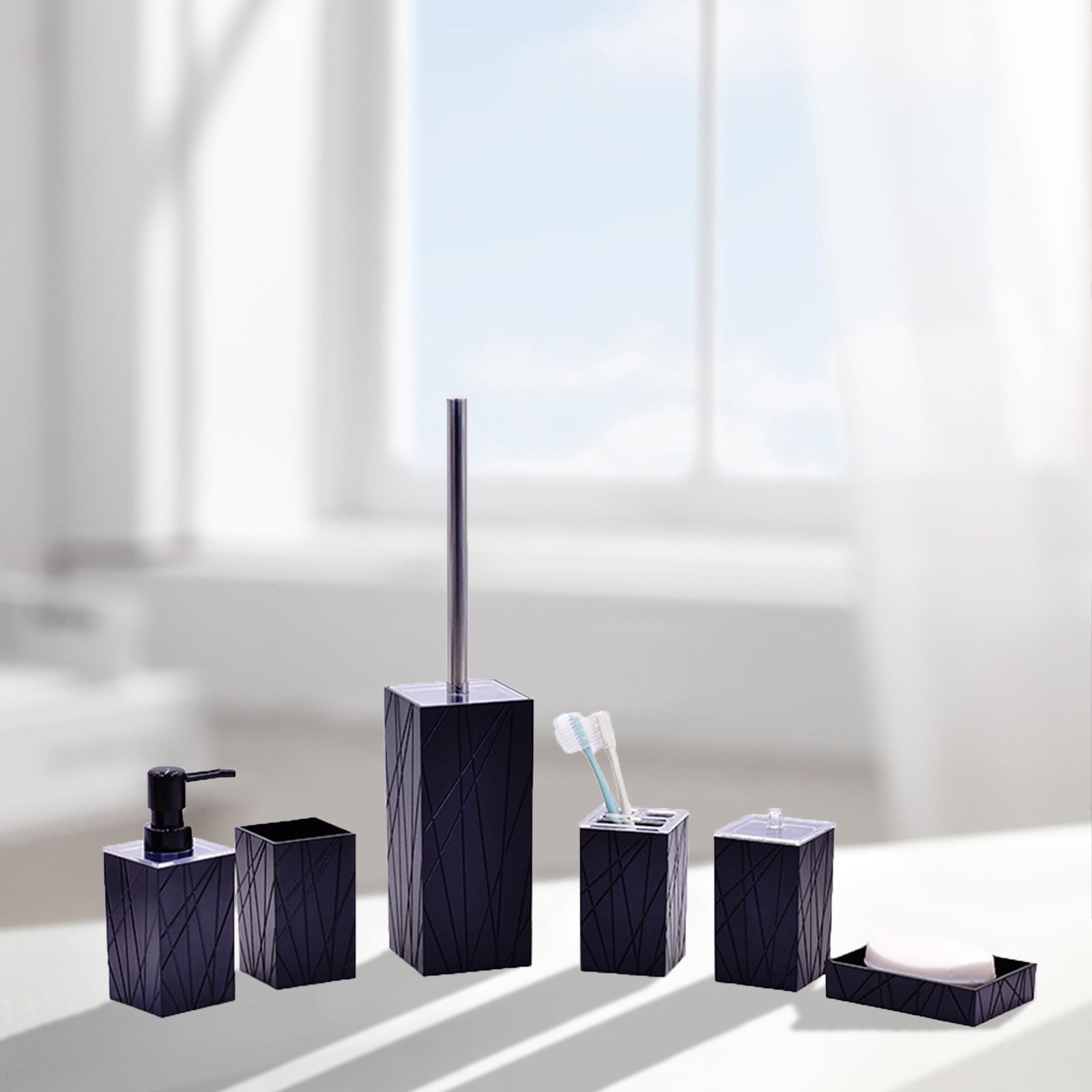 VBXOAE Complete 6 Piece Bathroom Set with Soap Dispenser Toothbrush ...