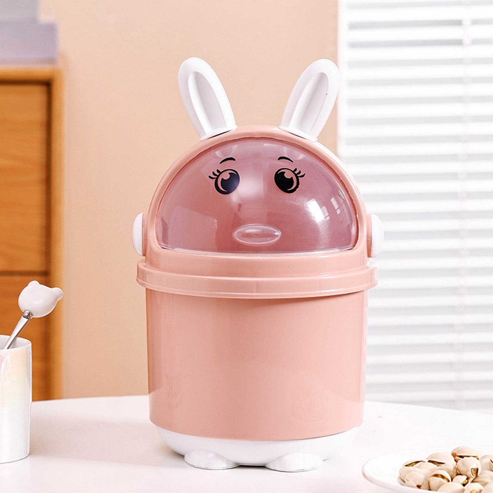 VBXOAE Cute Bunny Mini Desktop Trash Bin with Dust Cover Stable and ...