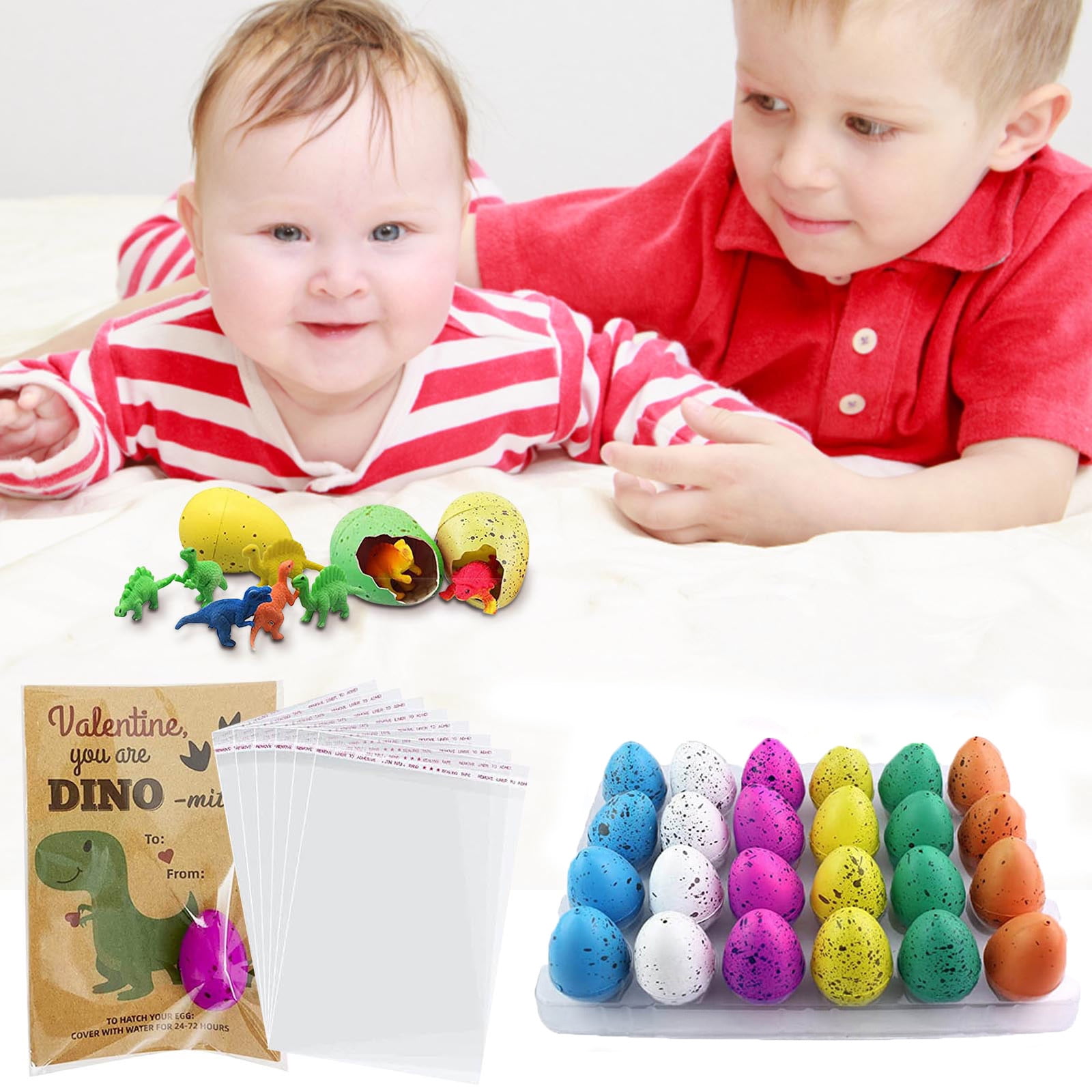 VBXOAE Easter Dinosaur Eggs Hatching Kit,12-Piece Set with Greeting ...