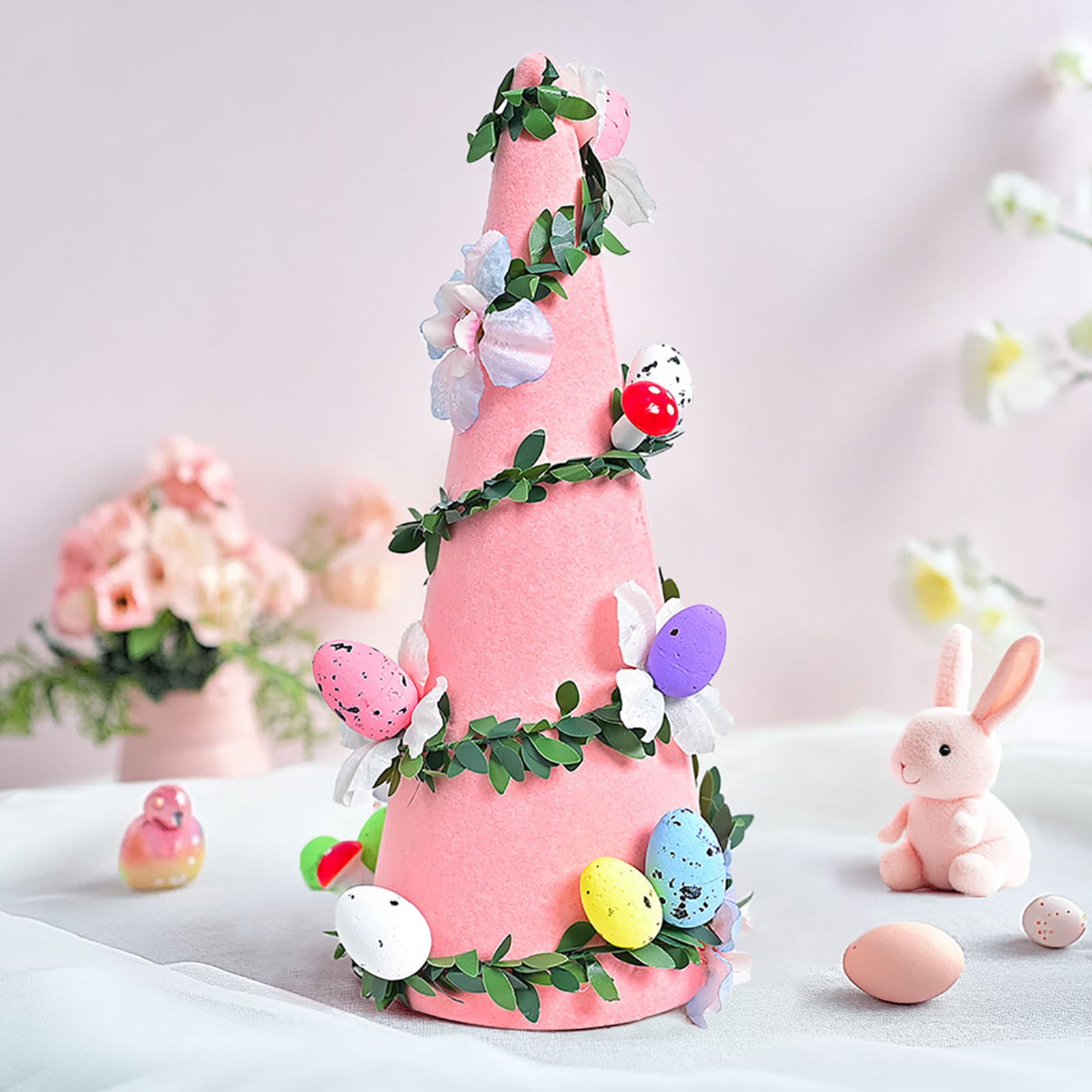 VBXOAE Easter Tower Tree Flocking Decor,Plastic Simulated Flower Home ...