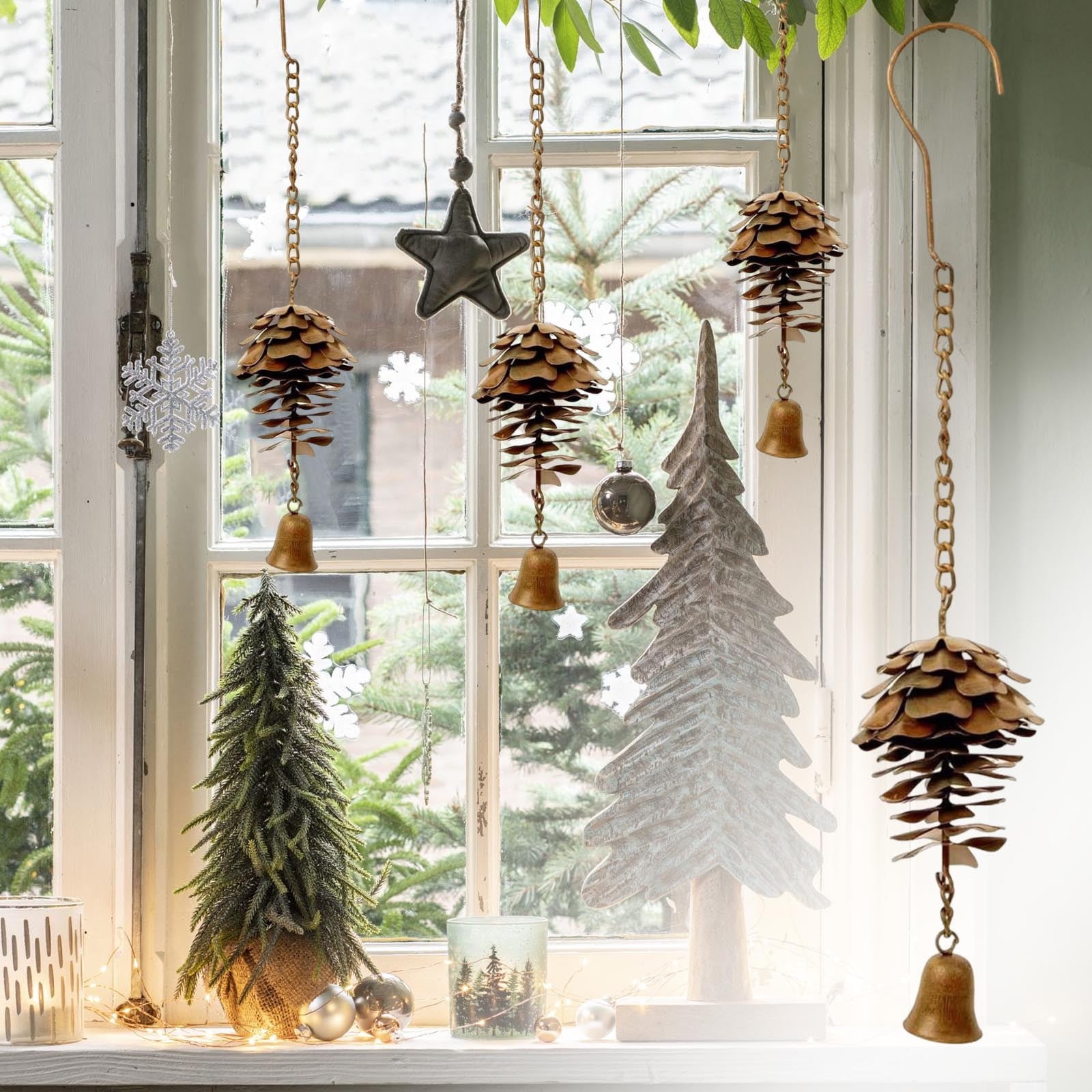 VBXOAE Elegant Outdoor Metal Pinecone Wind Chime,Stainless Steel Bells ...