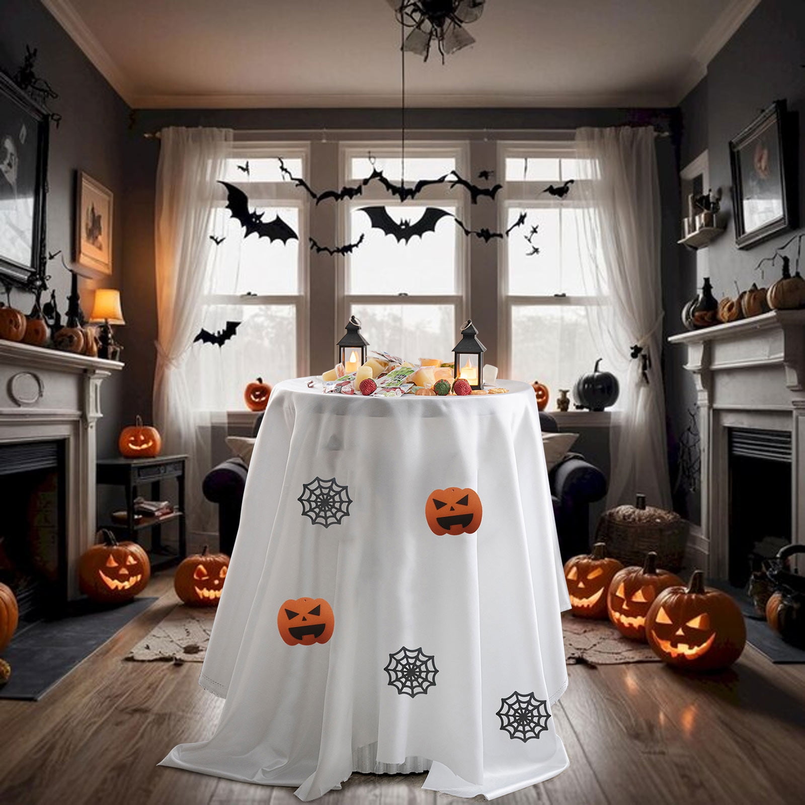 VBXOAE Halloween Bloody Splatter Tablecloth with Terrifying Stickers ...