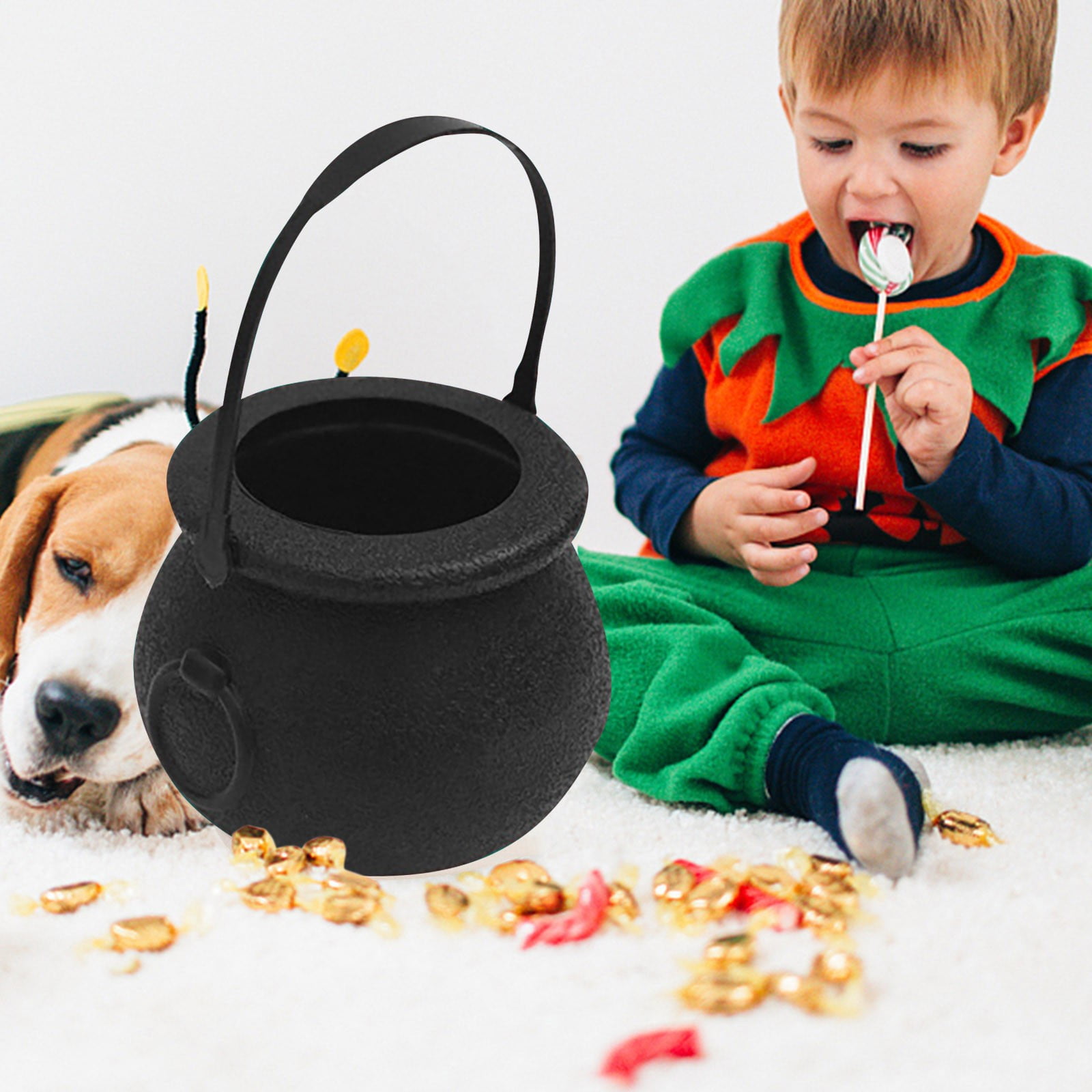 VBXOAE Halloween Witch Cauldron Candy Bucket Set Cute Plastic Candy ...