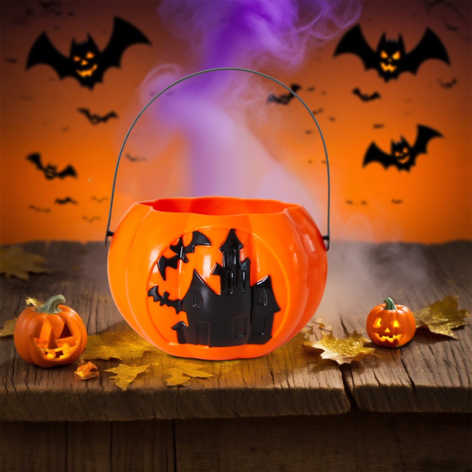 VBXOAE Handheld Halloween Pumpkin Lantern Trick or Treat Candy Bucket ...